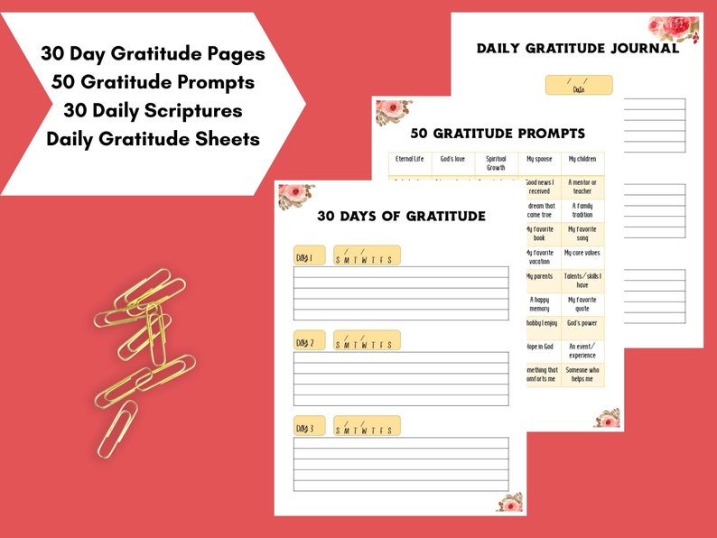 Christian Gratitude Journal Printable Gratitude Sheets 30 - Etsy