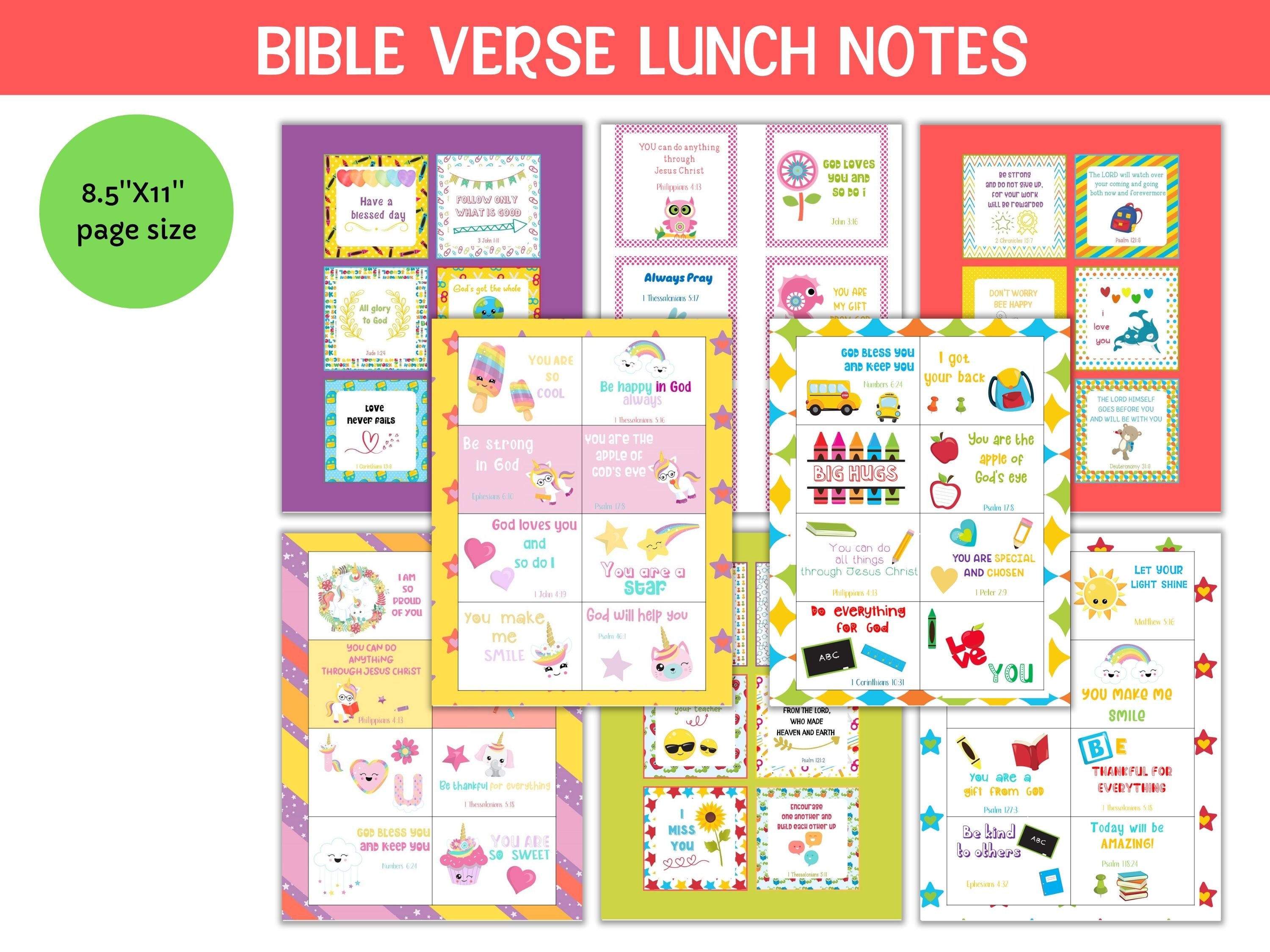Kids Lunch Notes, Printable Lunchbox Notes, Back to School Notes, Lunch ...