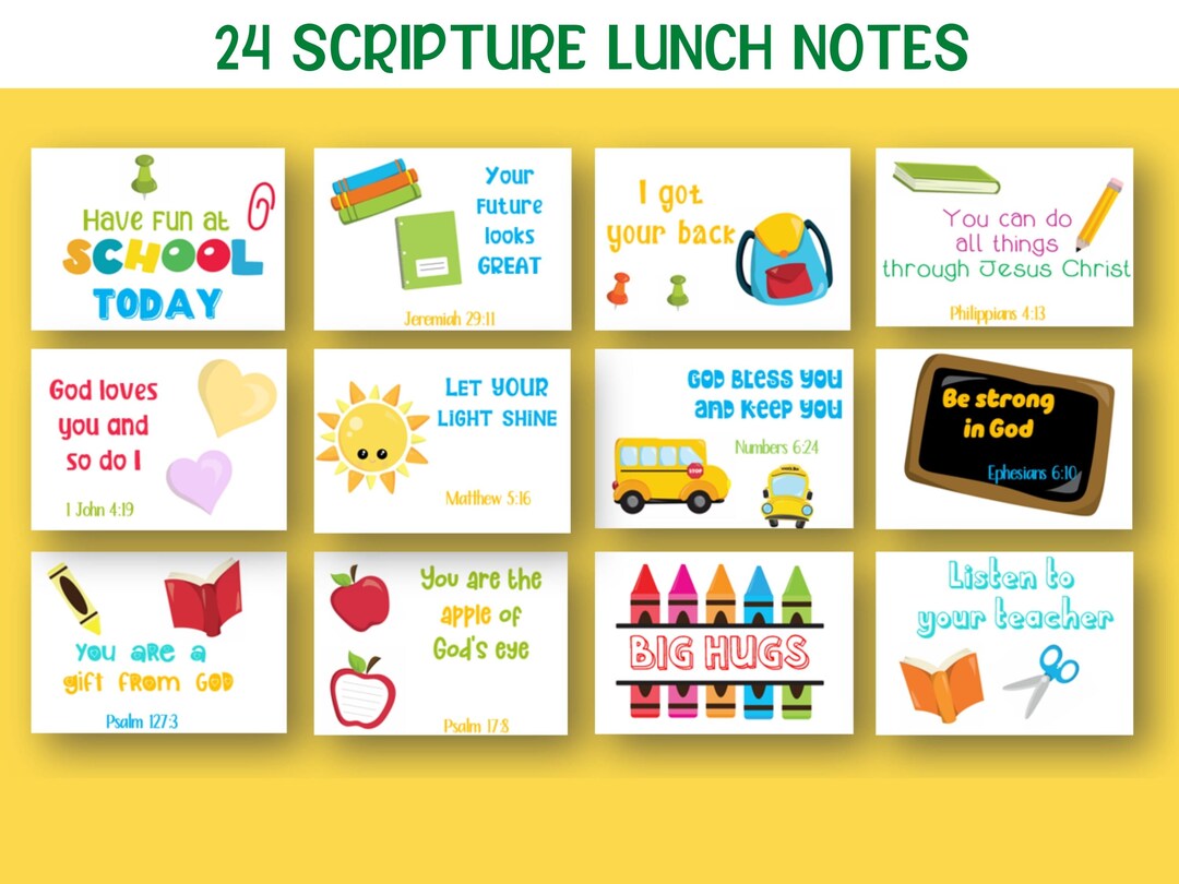 Kids Lunchbox Notes: Printable Bible Verse Cards (digital Download) - Etsy