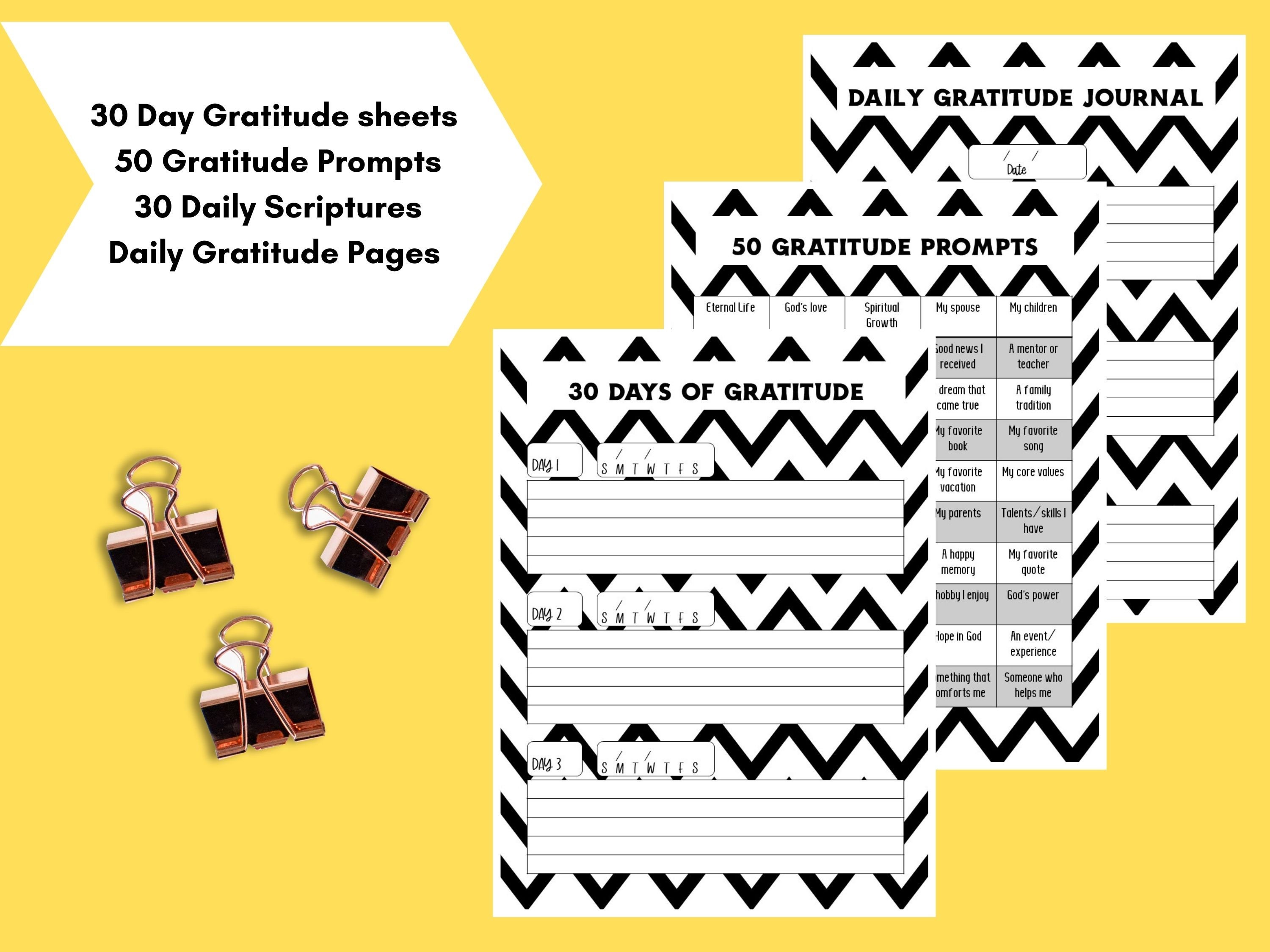 Daily Gratitude Journal, Printable Gratitude Pages, 30 Day Challenge ...