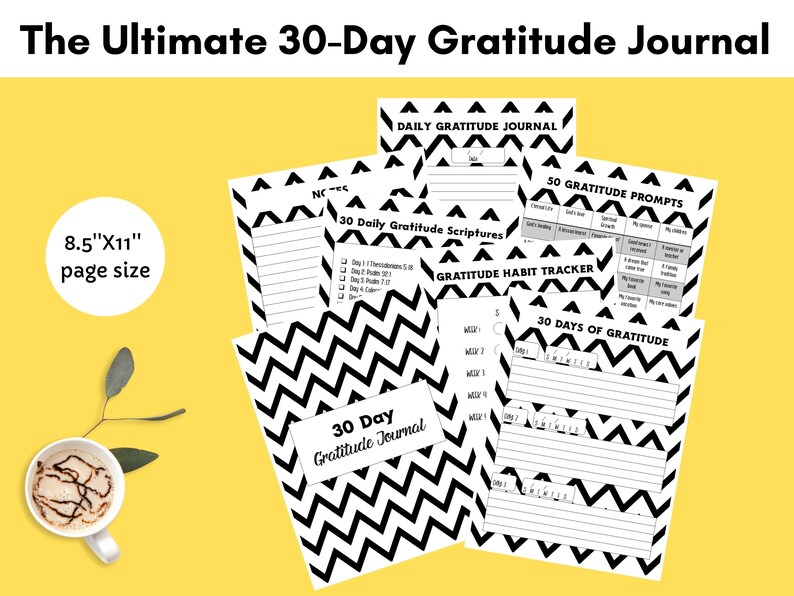 Daily Gratitude Journal Printable Gratitude Pages 30 Day - Etsy