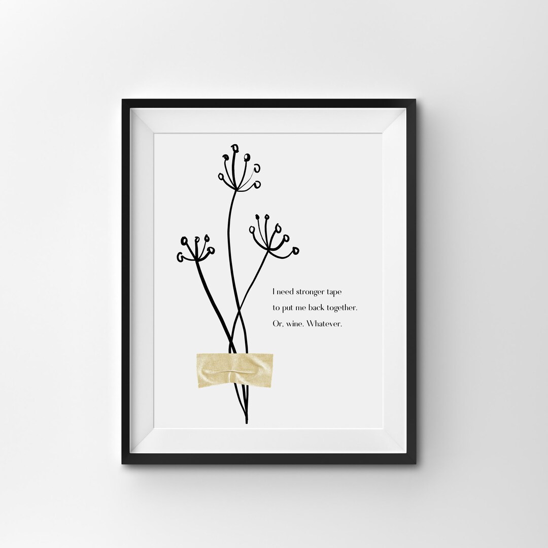 Stronger Tape Art Print | Digital Download, Flower Art, Haiku Poem ...