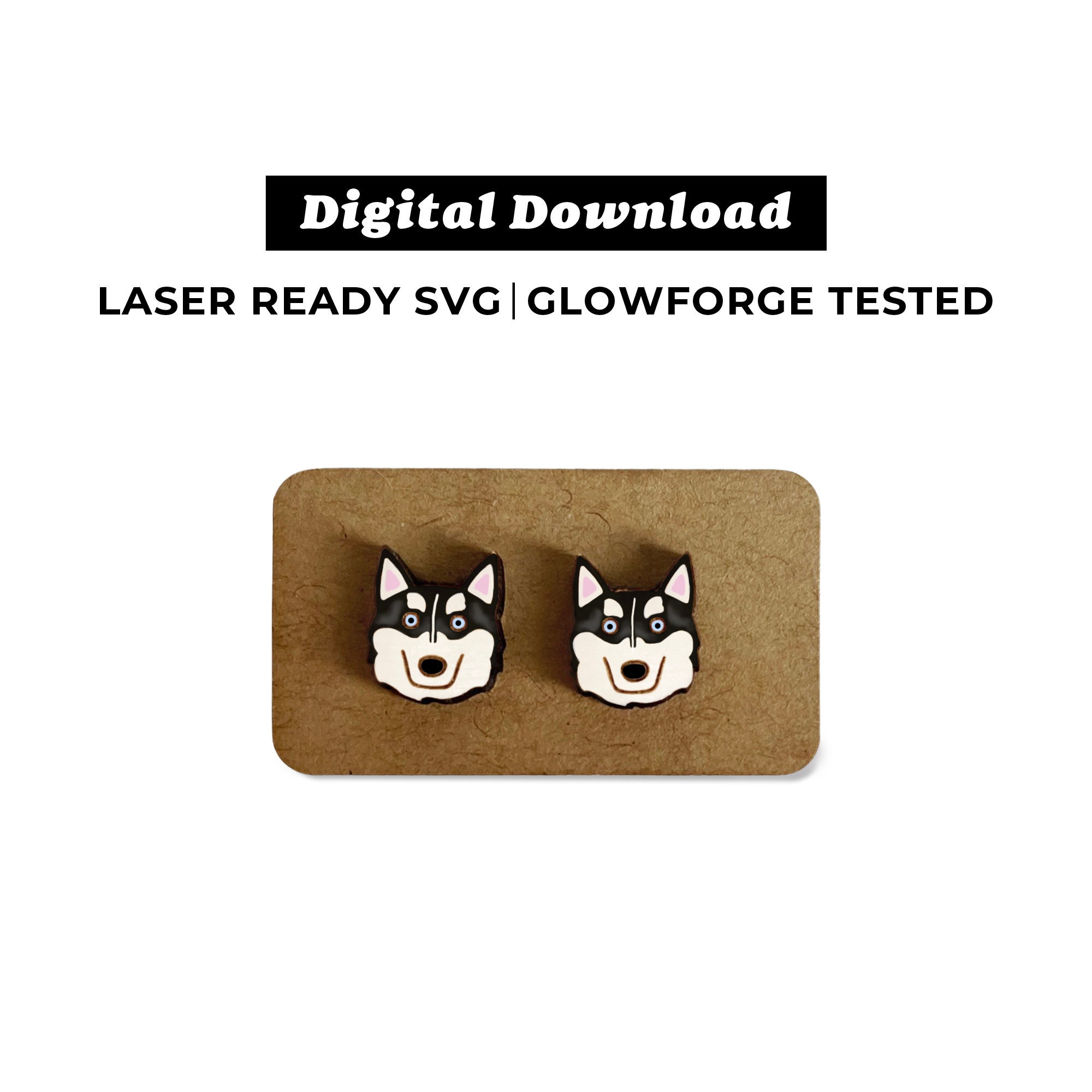 Siberian Husky Earrings File SVG File Glowforge Ready - Etsy