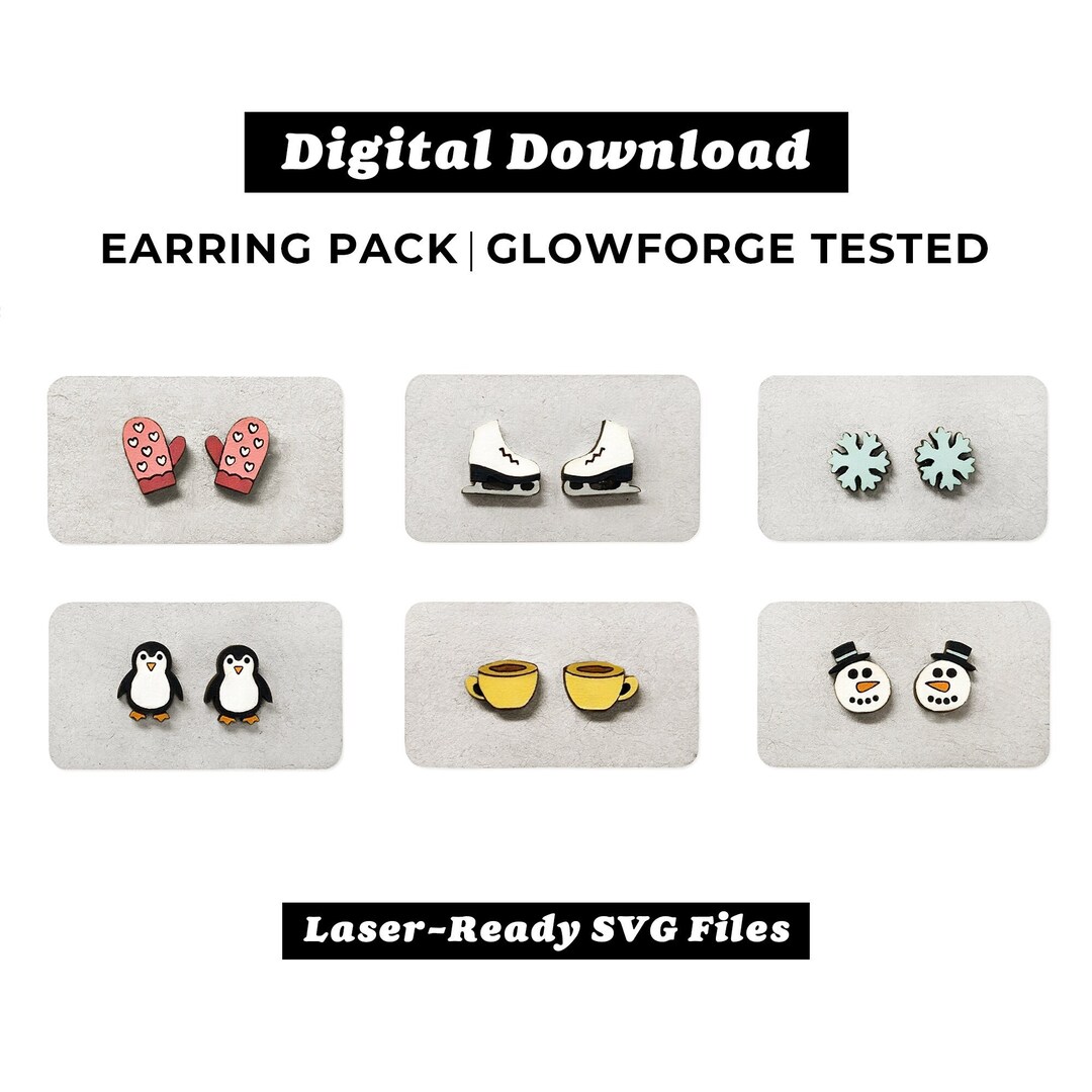 Winter Earring Pack - SVG Laser Cut Files - Glowforge Ready - INSTANT ...