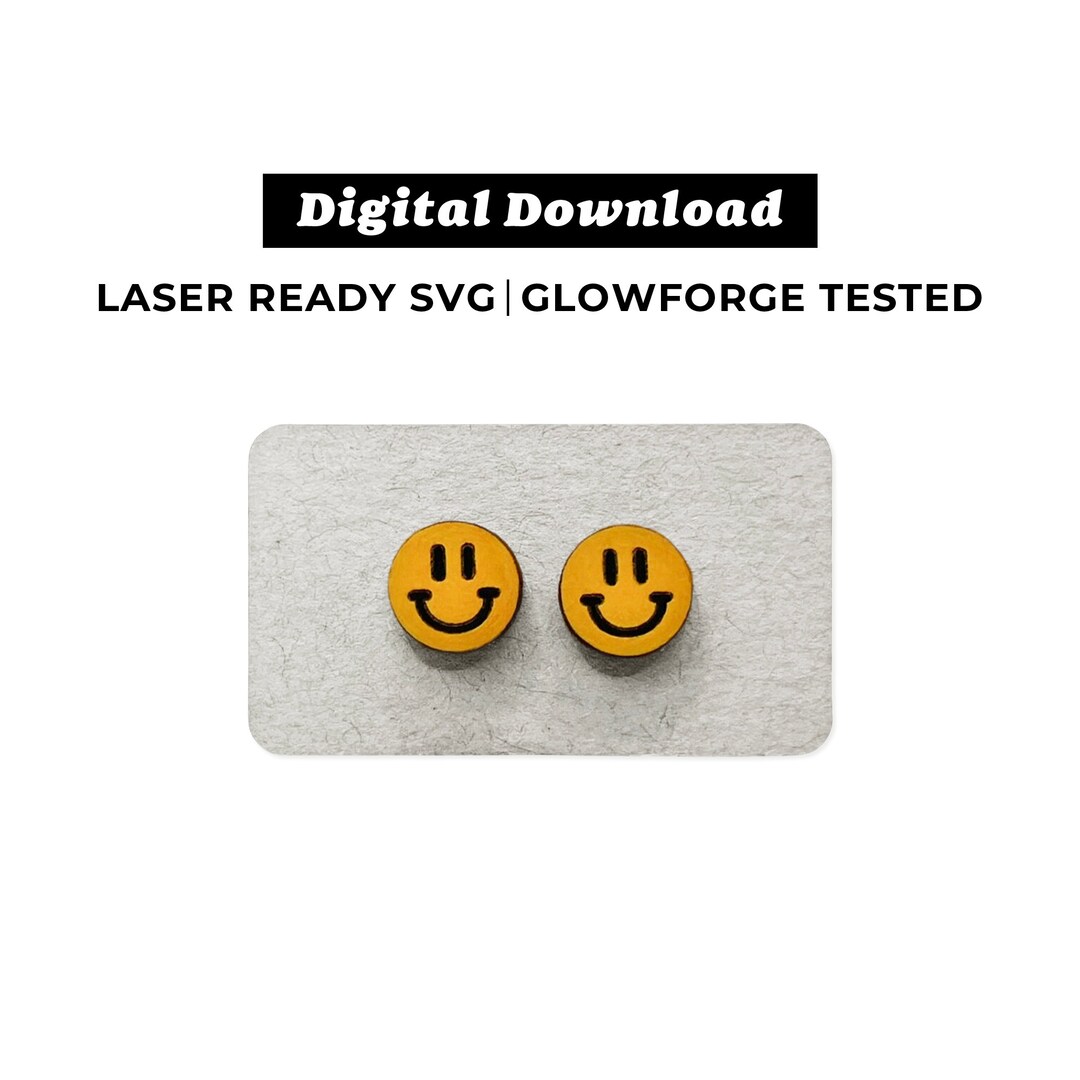 Smiley Face Earrings File - SVG File - Glowforge Ready - INSTANT ...