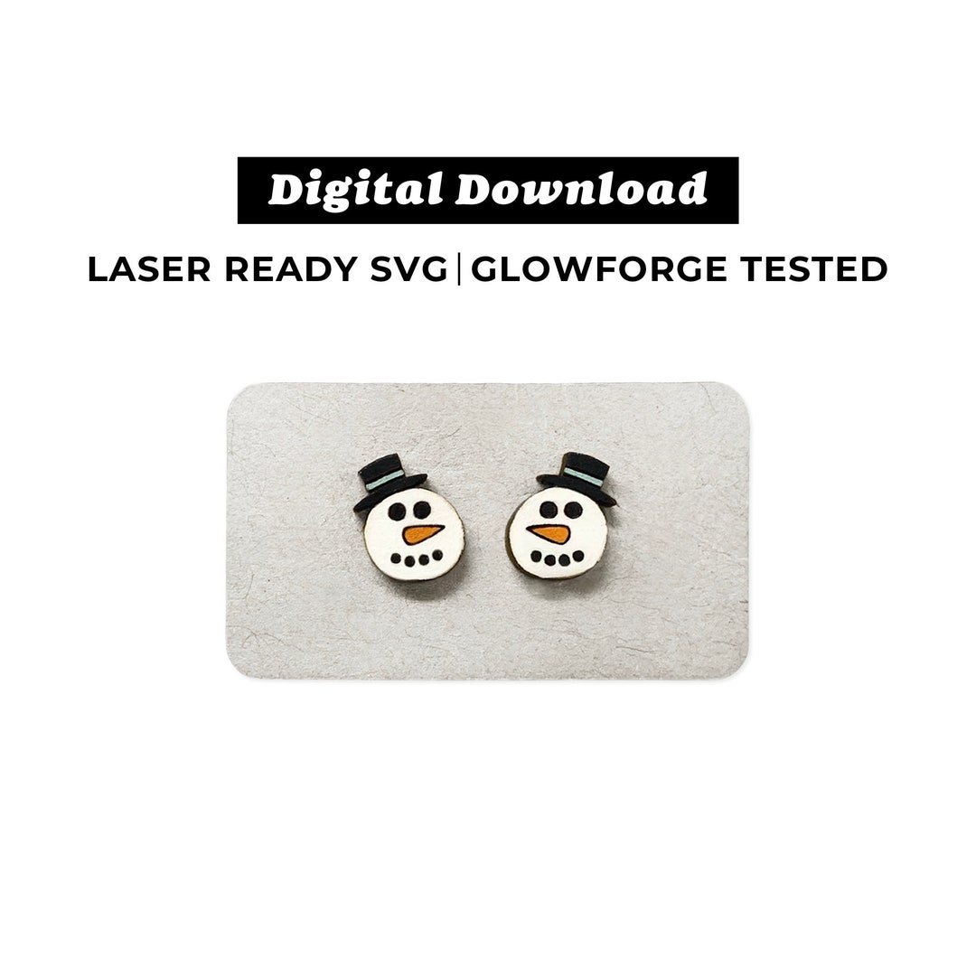 Snowman Face Earrings File - SVG File - Winter Earrings - Glowforge ...