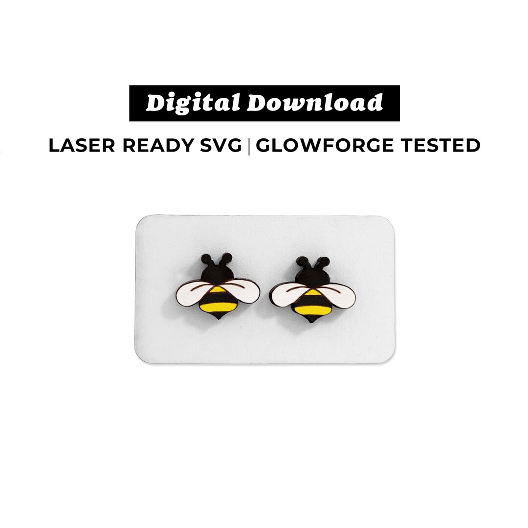 Bee Earrings File - SVG File - Glowforge Ready - INSTANT DOWNLOAD ...