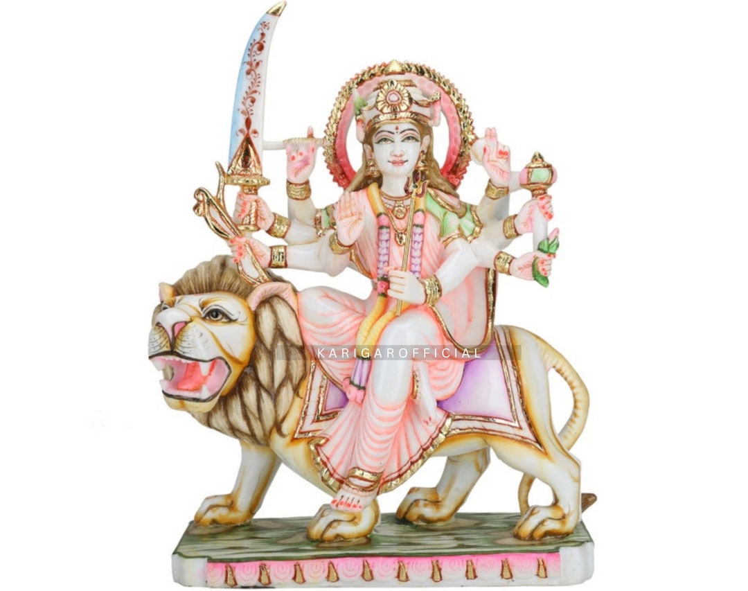 Durga Statue 12 Inches Marble Murti Jagdamba Figurine Indian Goddess ...