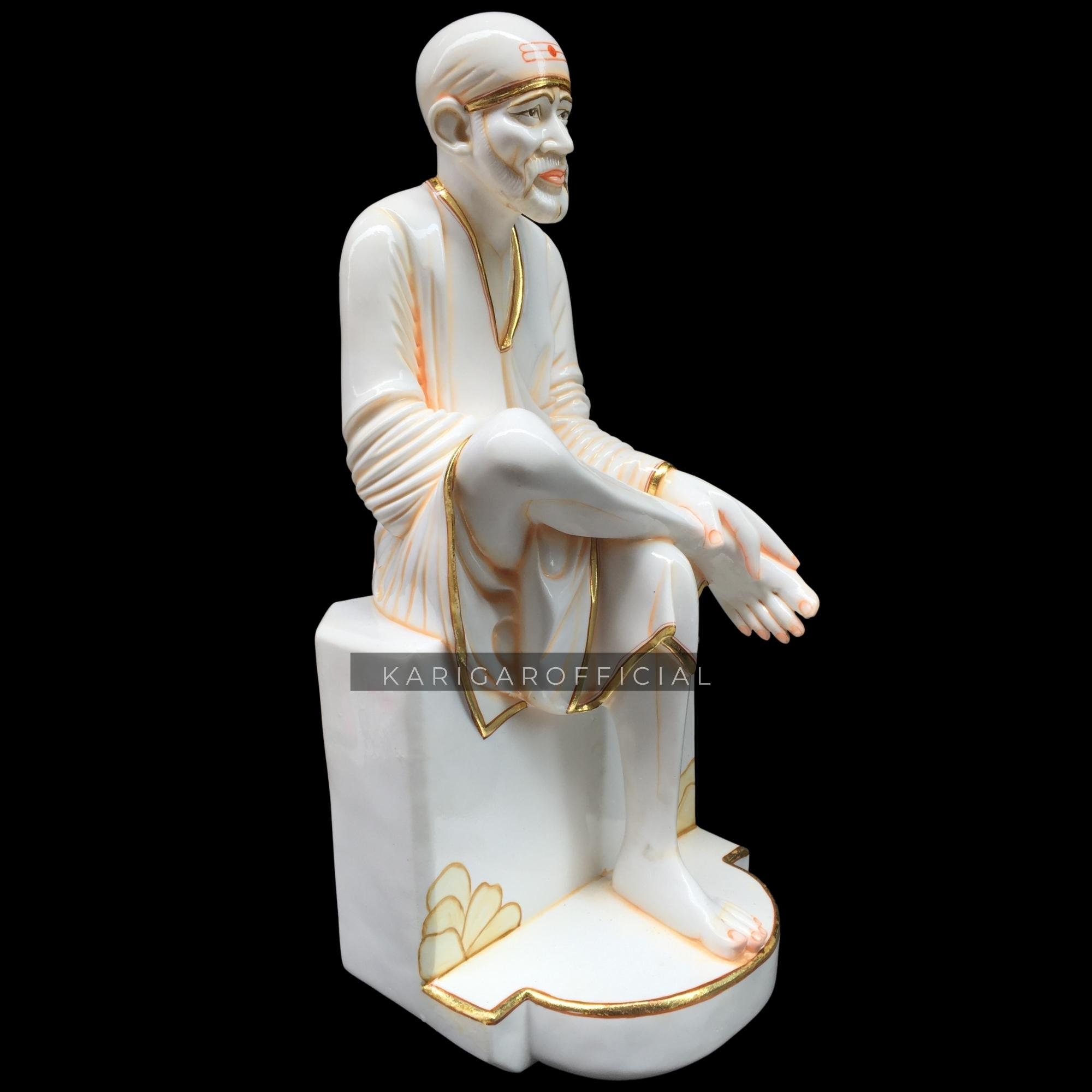 Sai Baba Statue Large 24 Inch Gold Leaf Work White Marble Shirdi Sai ...