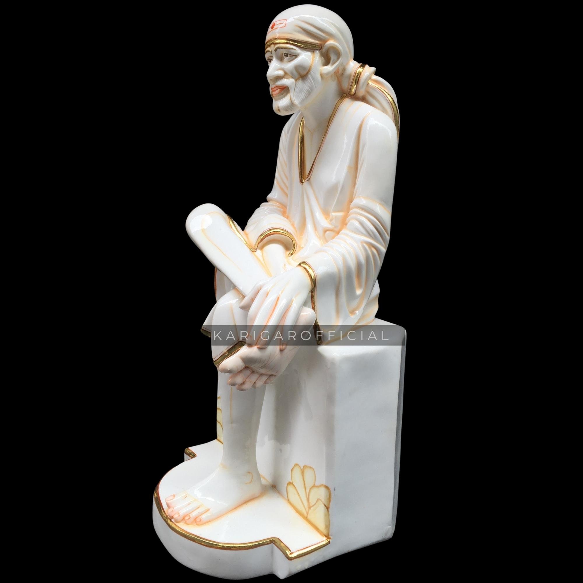 Sai Baba Statue Large 24 Inch Gold Leaf Work White Marble Shirdi Sai ...