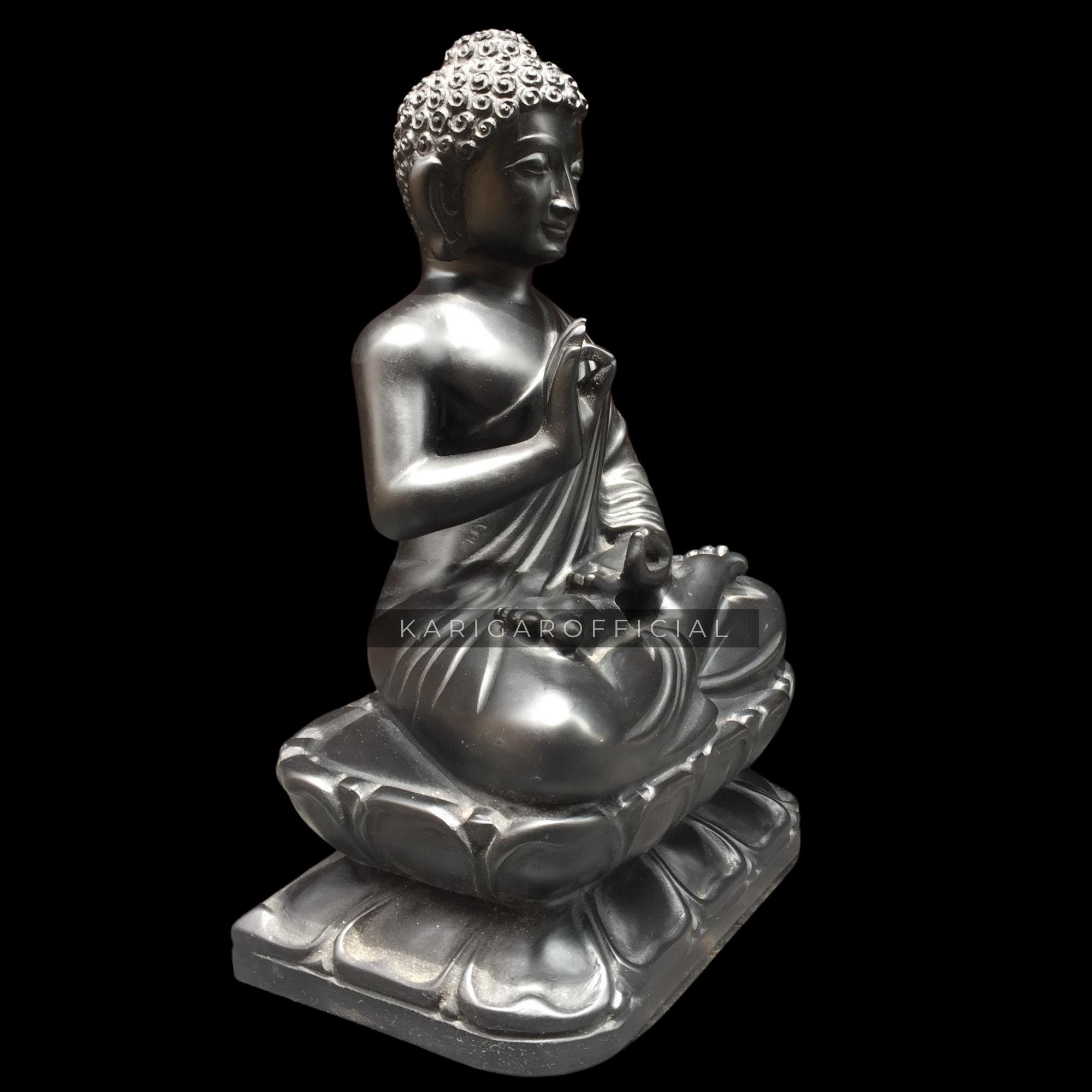 Black Marble Buddha Meditating Statue Large Buddha Statue 12 Inch ...