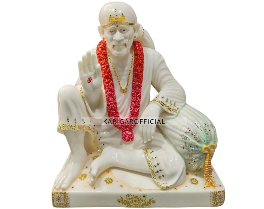 Sai Baba Statue Large 30 Inches White Marble Shirdi Sai Baba Murti ...
