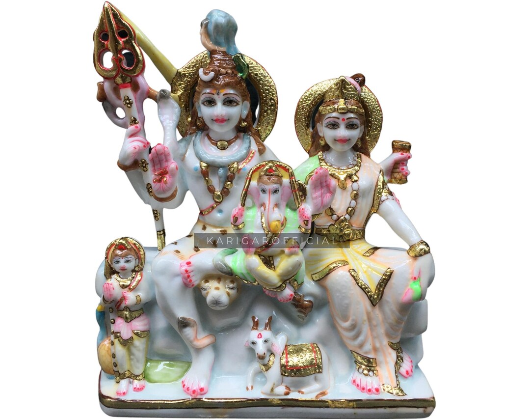 Shiva Parivaar Statue Murti Large 12 Inches Marble Mahadev Idol Hindu ...