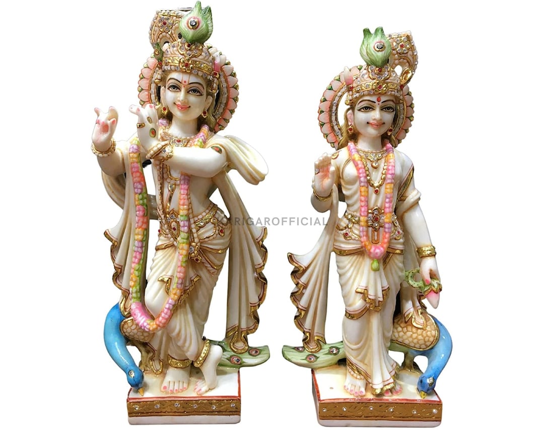 Radha Krishna Statue, Hindu Divine Couple, Marble Radha Krishna Murti ...