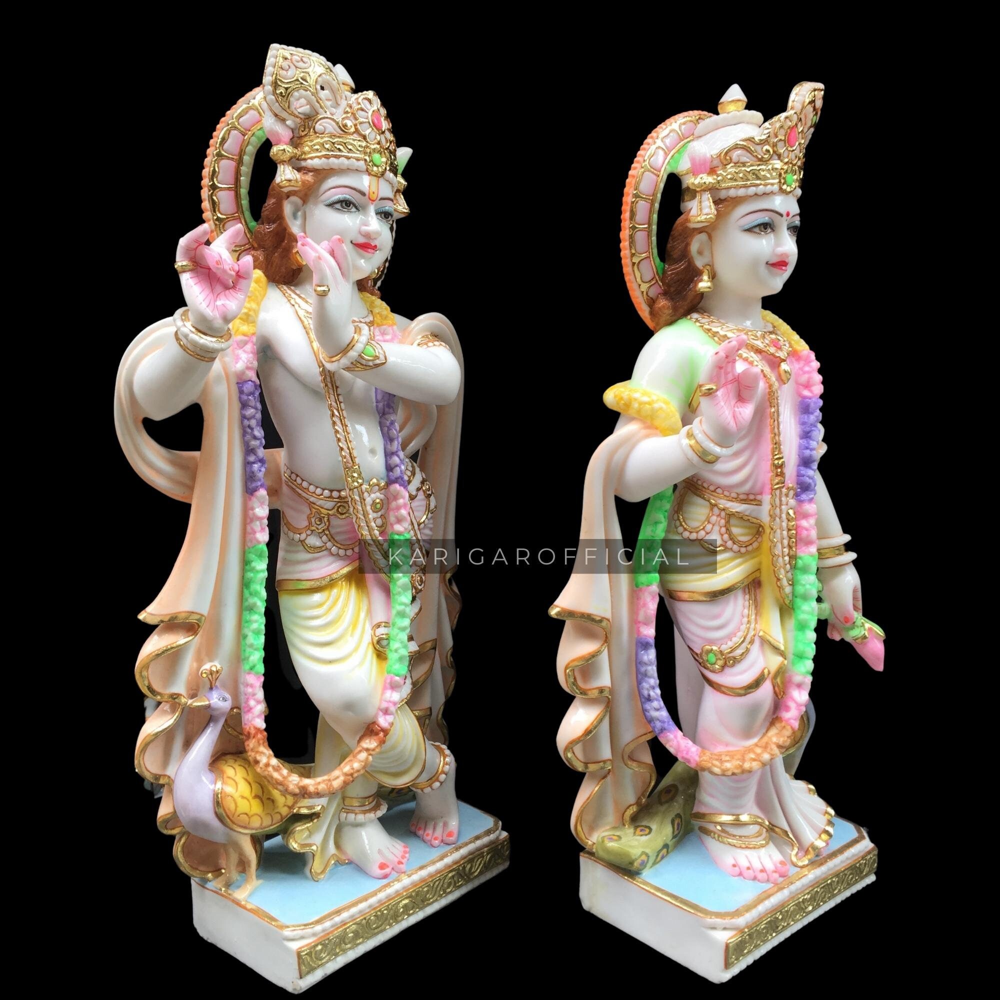 Radha Krishna Statue Large 30 Inches Gold Leaf Radha Krishna Marble ...