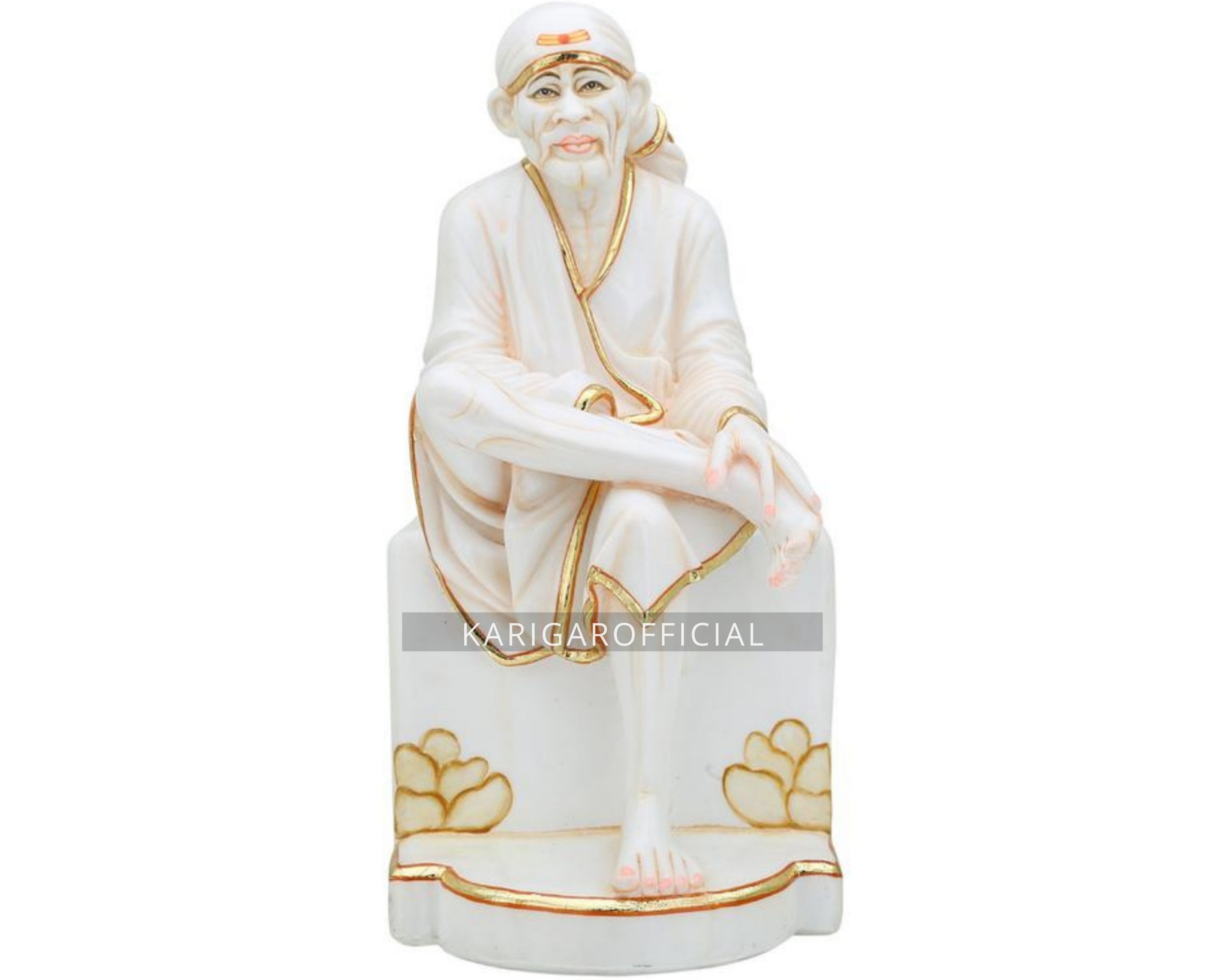 Sai Baba Murti Statue Gold Leaf Work Marble Shirdi Sai Baba Idol Divine ...