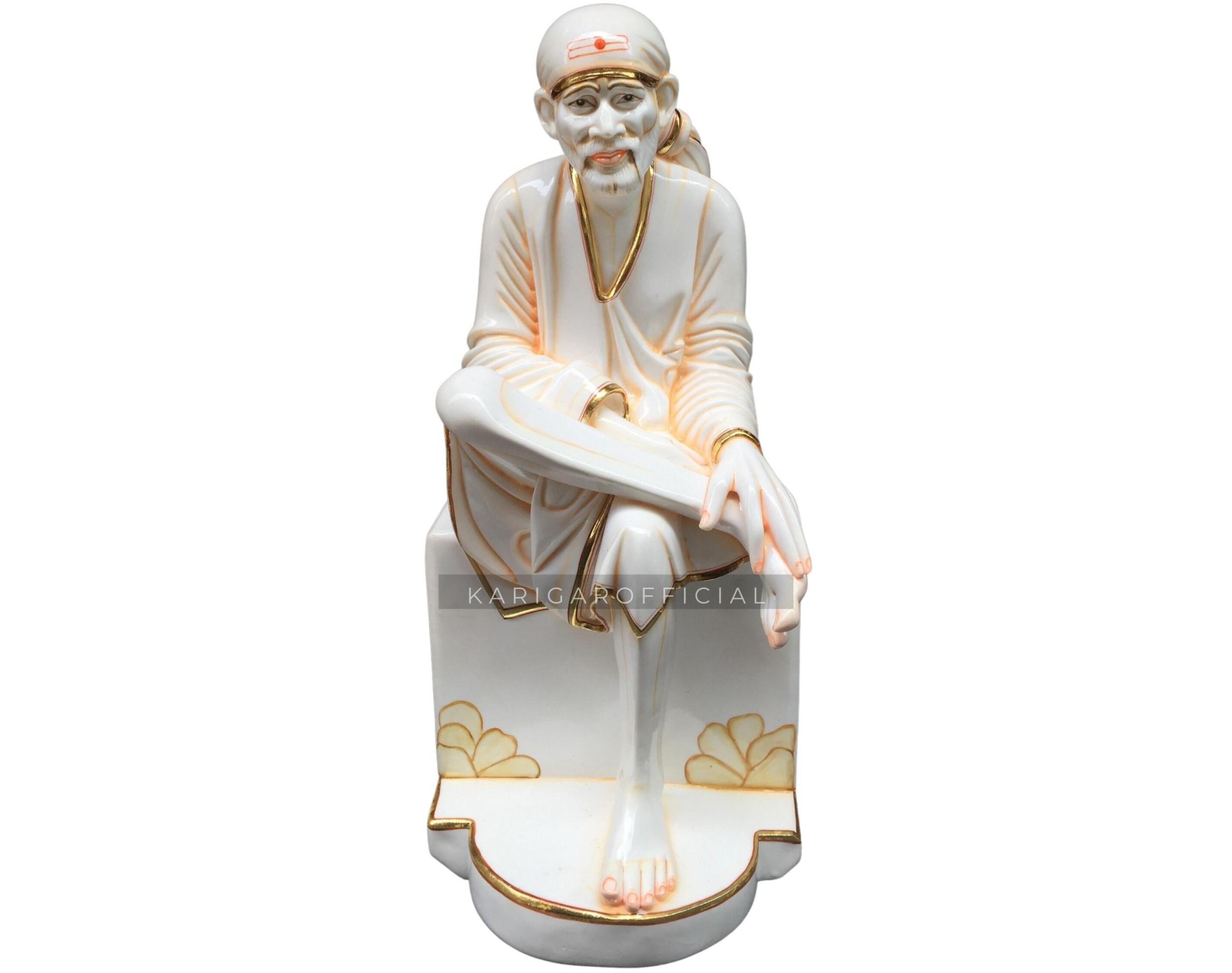 Sai Baba Statue Large 24 Inch Gold Leaf Work White Marble Shirdi Sai ...