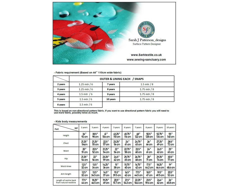 Sewing-sanctuary Sewing Pattern | Raincoat / Kids - Etsy