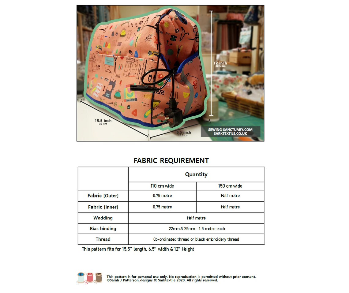 Sewing-sanctuary Sewing Pattern | Sewing Machine Cover / Craft - Etsy