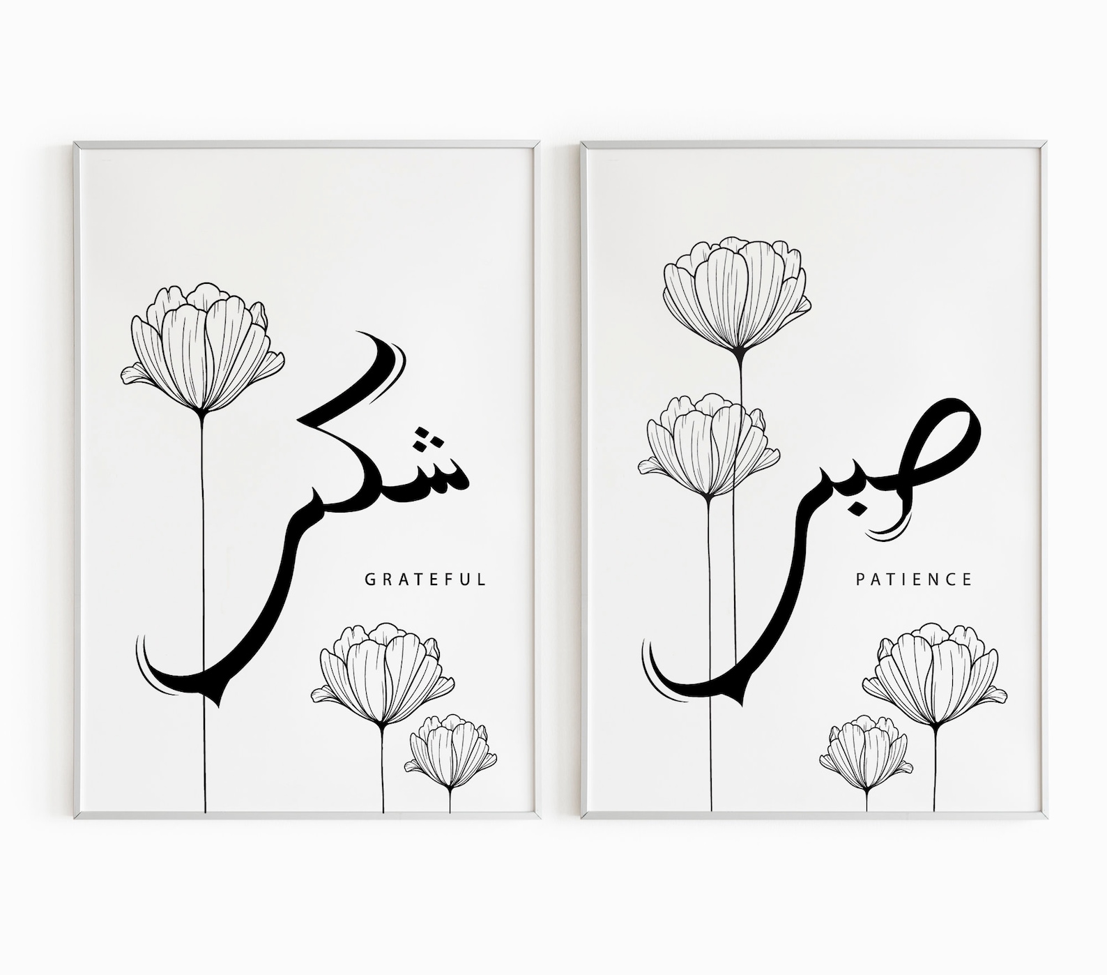 Sabr Shukr, Patience Grateful - Sabr Shukr, Set of 2 Arabic Wall Art ...