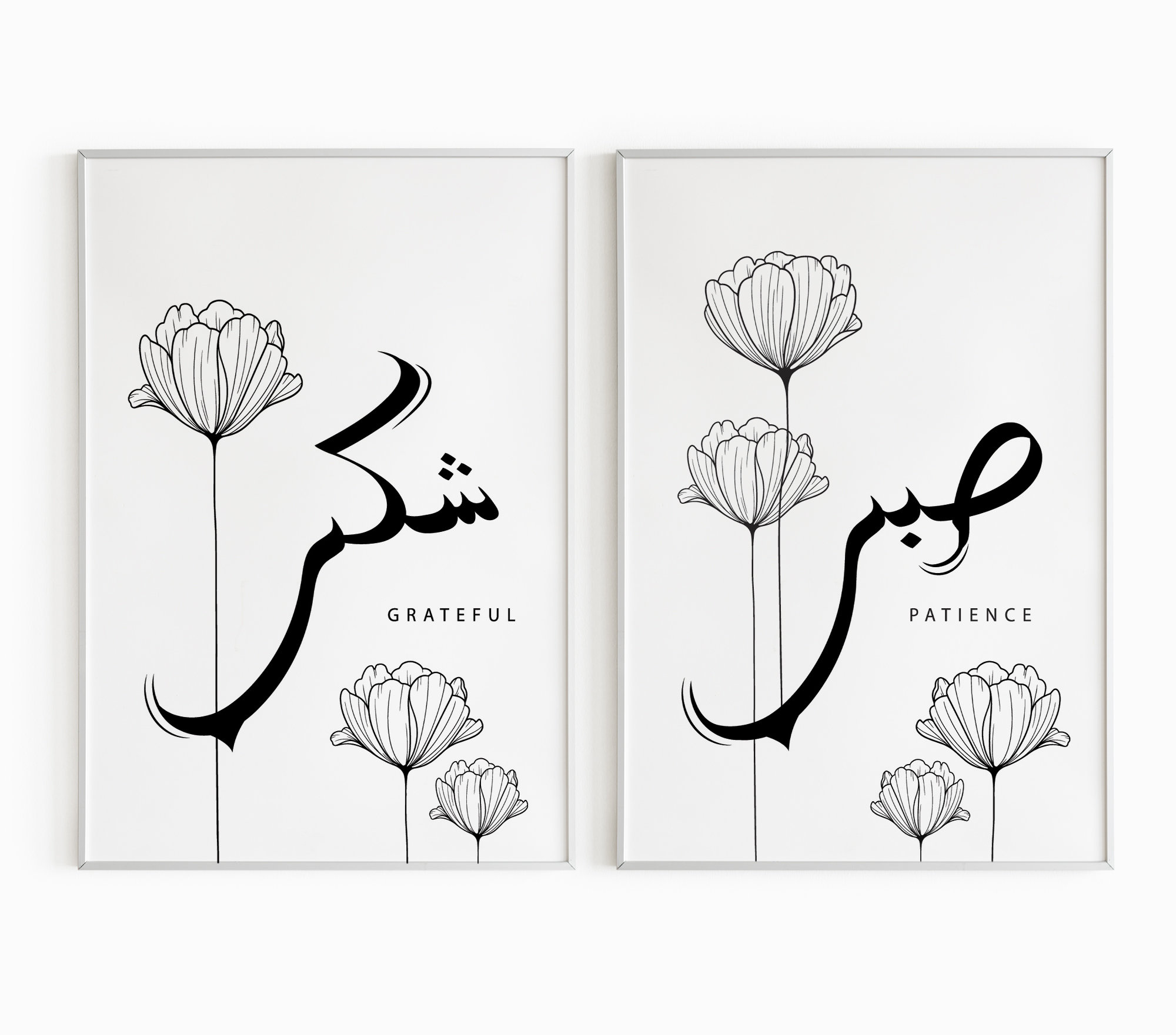 Sabr Shukr, Patience Grateful Sabr Shukr, Set of 2 Arabic Wall Art ...