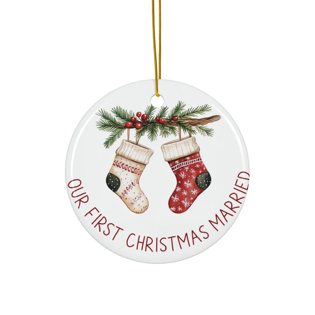 First Christmas Married Ornament, Personalized Wedding Gift, Just ...