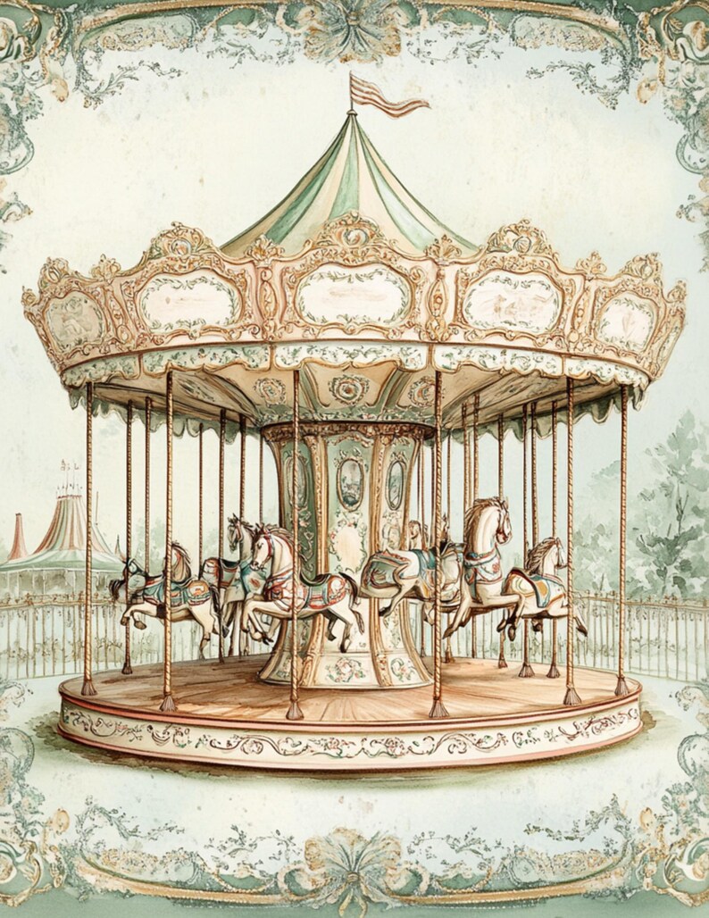 Vintage Carousel Nursery Art: Whimsical Kids Room Decor (printable) - Etsy