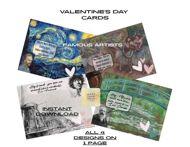 Famous Artists Valentines Cards | Gift Tags | Classical Conversations ...