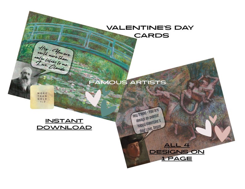 Famous Artists Valentines Cards | Gift Tags | Classical Conversations ...