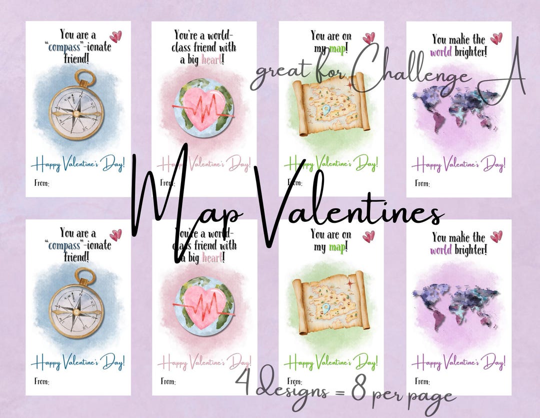 Map Valentines Cards | Gift Tags | Challenge A | Classical ...