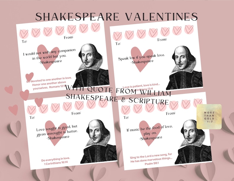 Shakespeare Valentines Cards | Bible Verses | Gift Tags | Classical ...