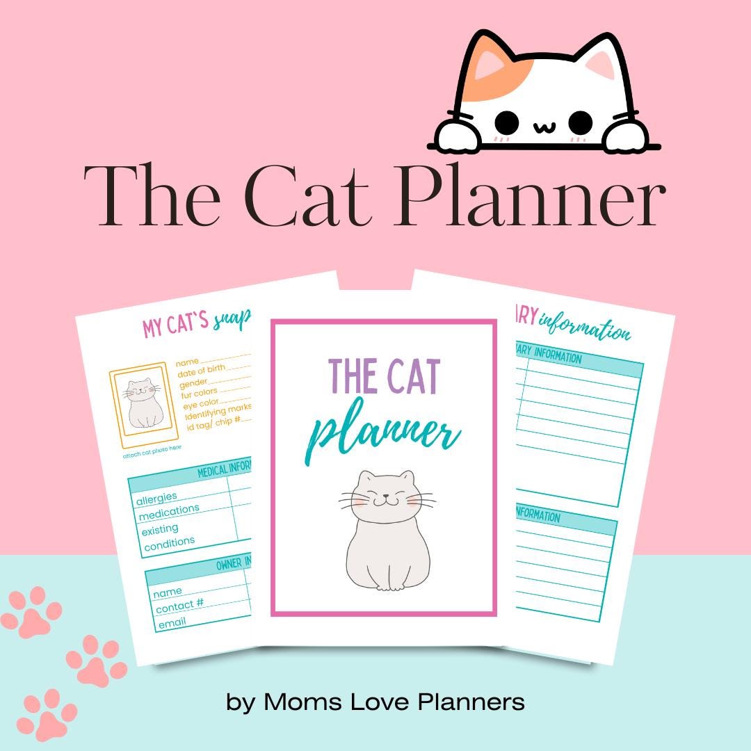Cat Planner - Ultimate Cat Care Planner - Printable Cat Journal - Cat ...
