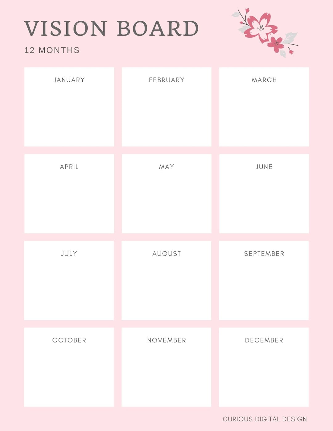 Vision Board, Goal Planner, Monthly Planner, Printable Planner - Etsy