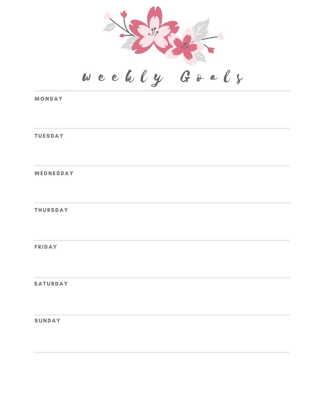 Weekly Goals Worksheet, Goals Printable, Weekly Goals Template ...