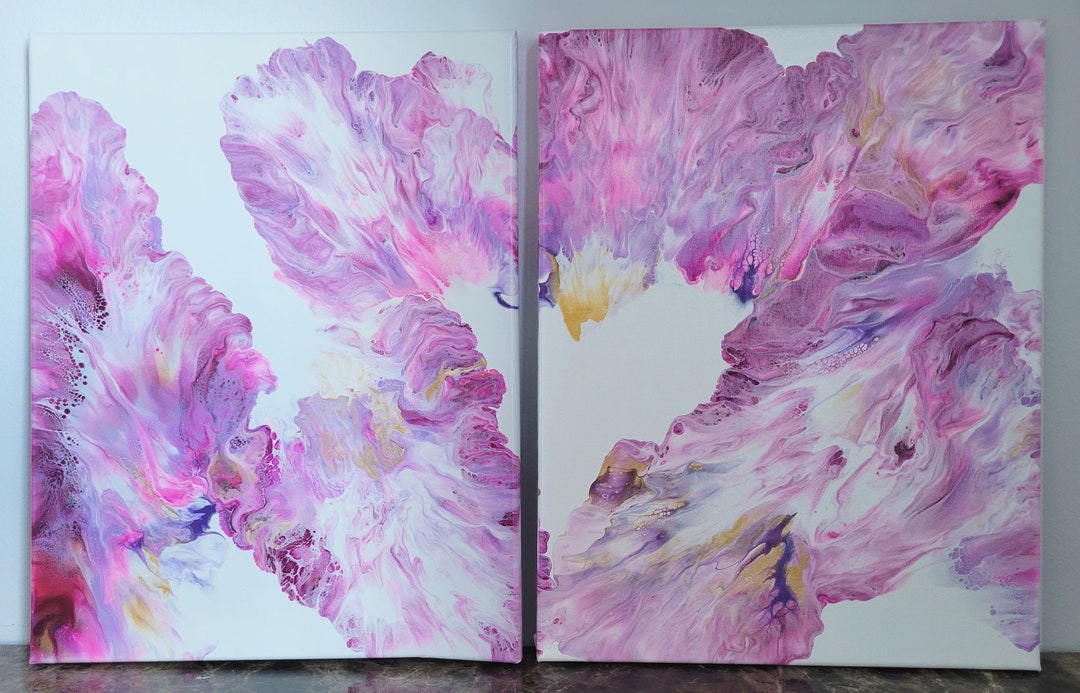 SET- Acrylic Blow Dry Pour on 12x16 Stretch Canvas - Etsy