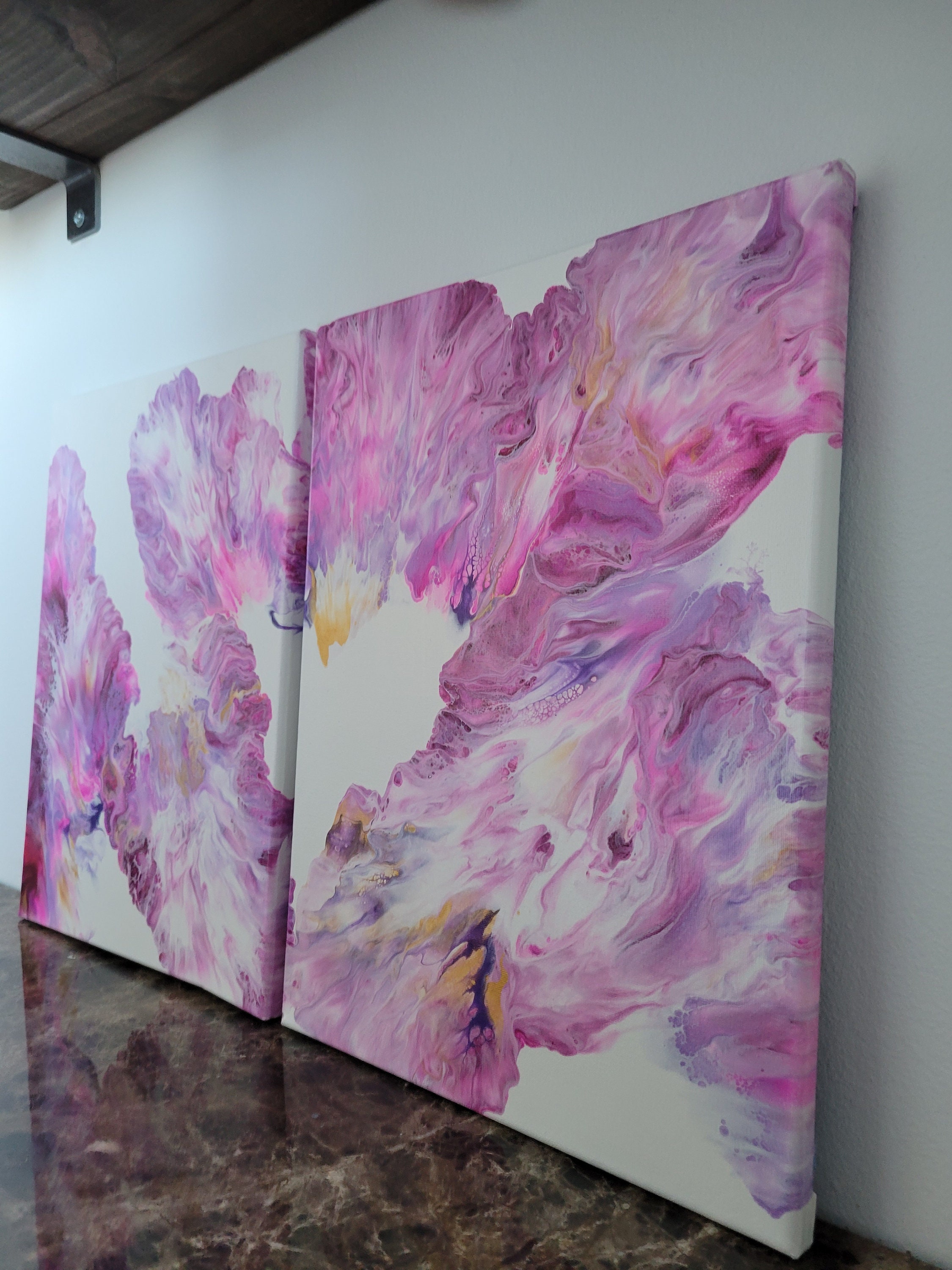 SET- Acrylic Blow Dry Pour on 12x16 Stretch Canvas - Etsy