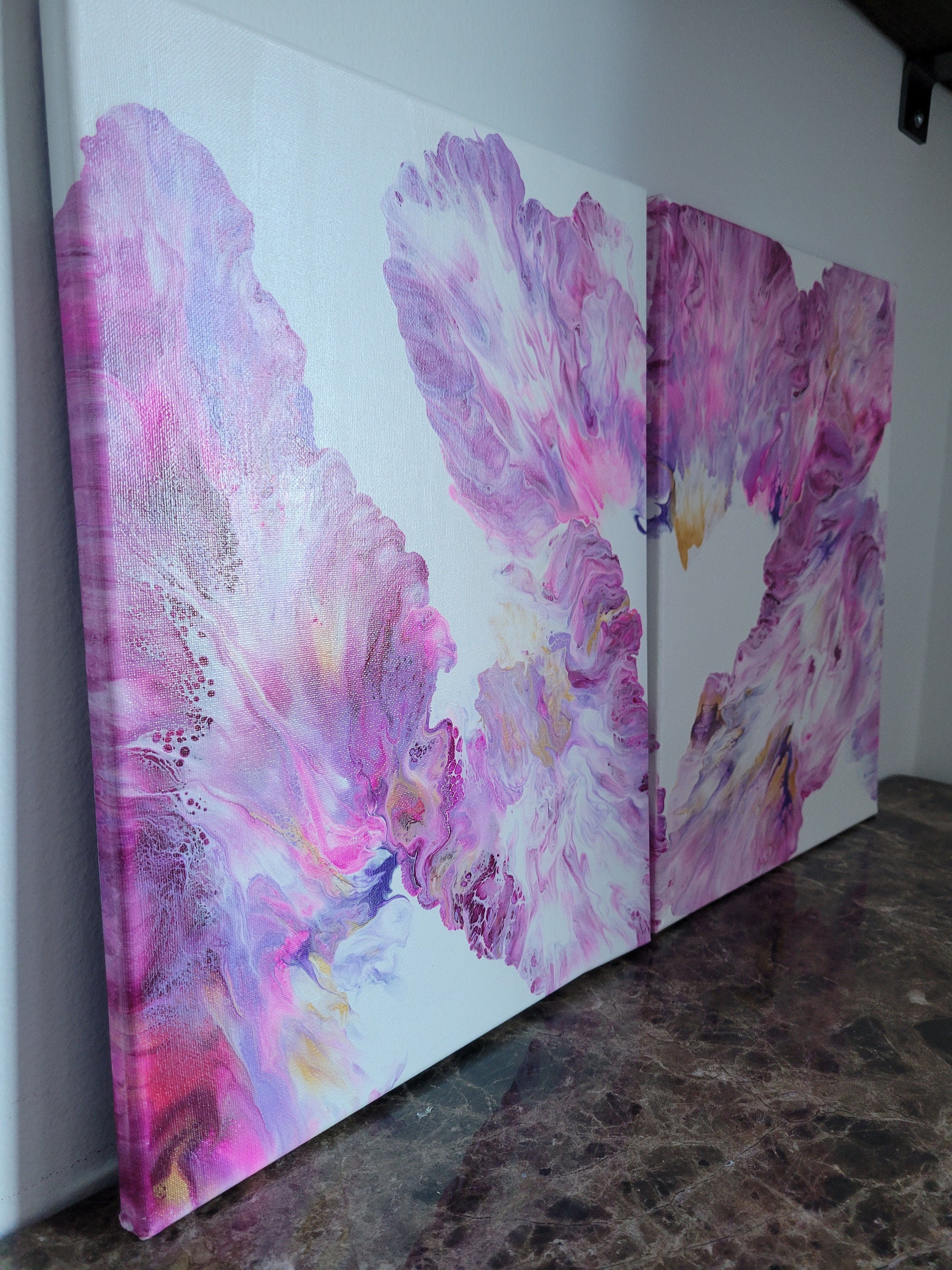 SET- Acrylic Blow Dry Pour on 12x16 Stretch Canvas - Etsy