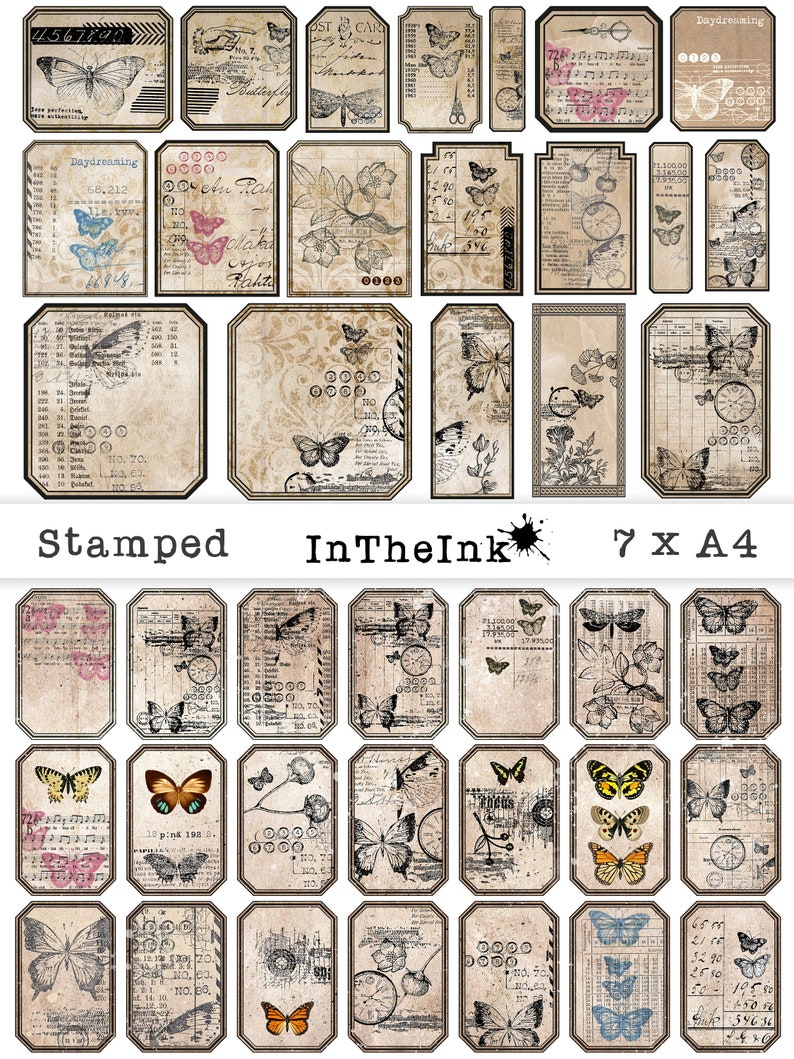 Stamped Printable Ephemera Kit Junk Journal Stationary - Etsy
