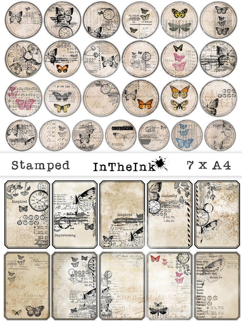 Stamped Printable Ephemera Kit Junk Journal Stationary - Etsy