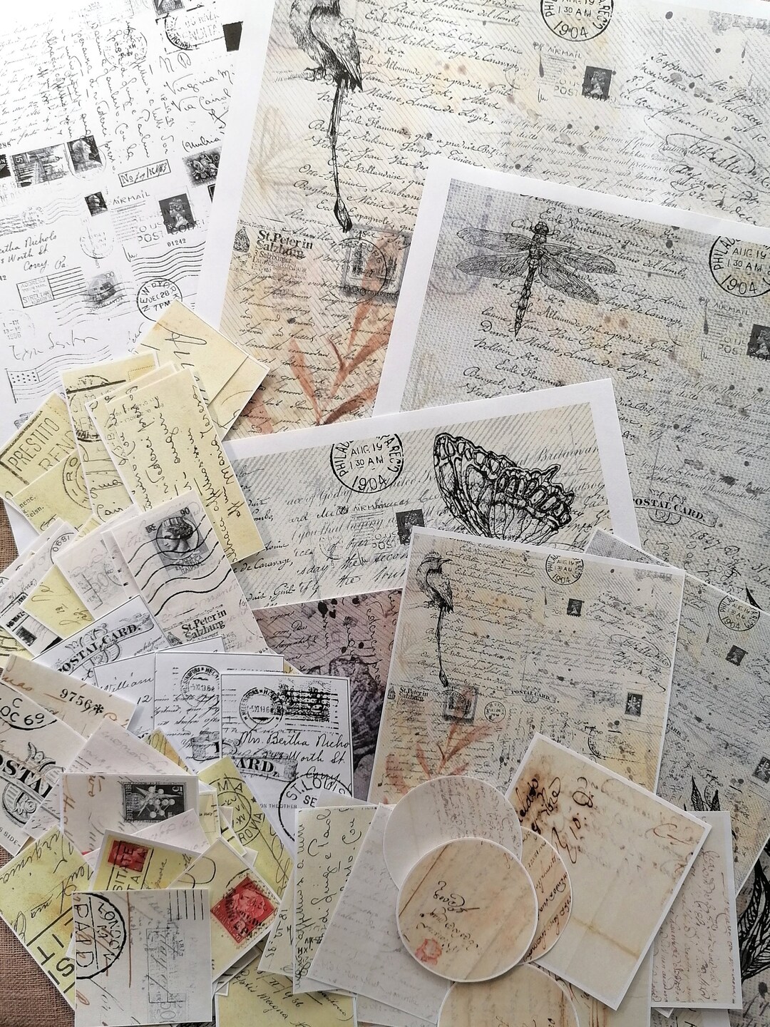 Vintage Letter / Post Ephemera. Printable Collage Sheet, Digital ...