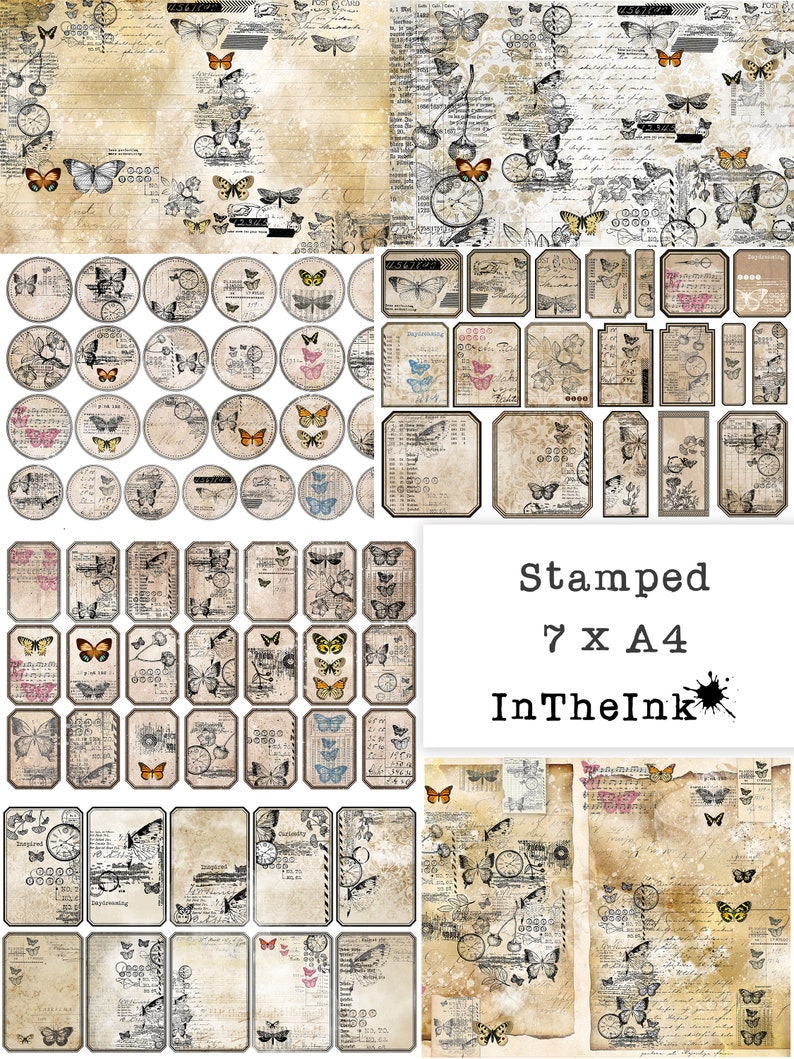 Stamped Printable Ephemera Kit Junk Journal Stationary - Etsy