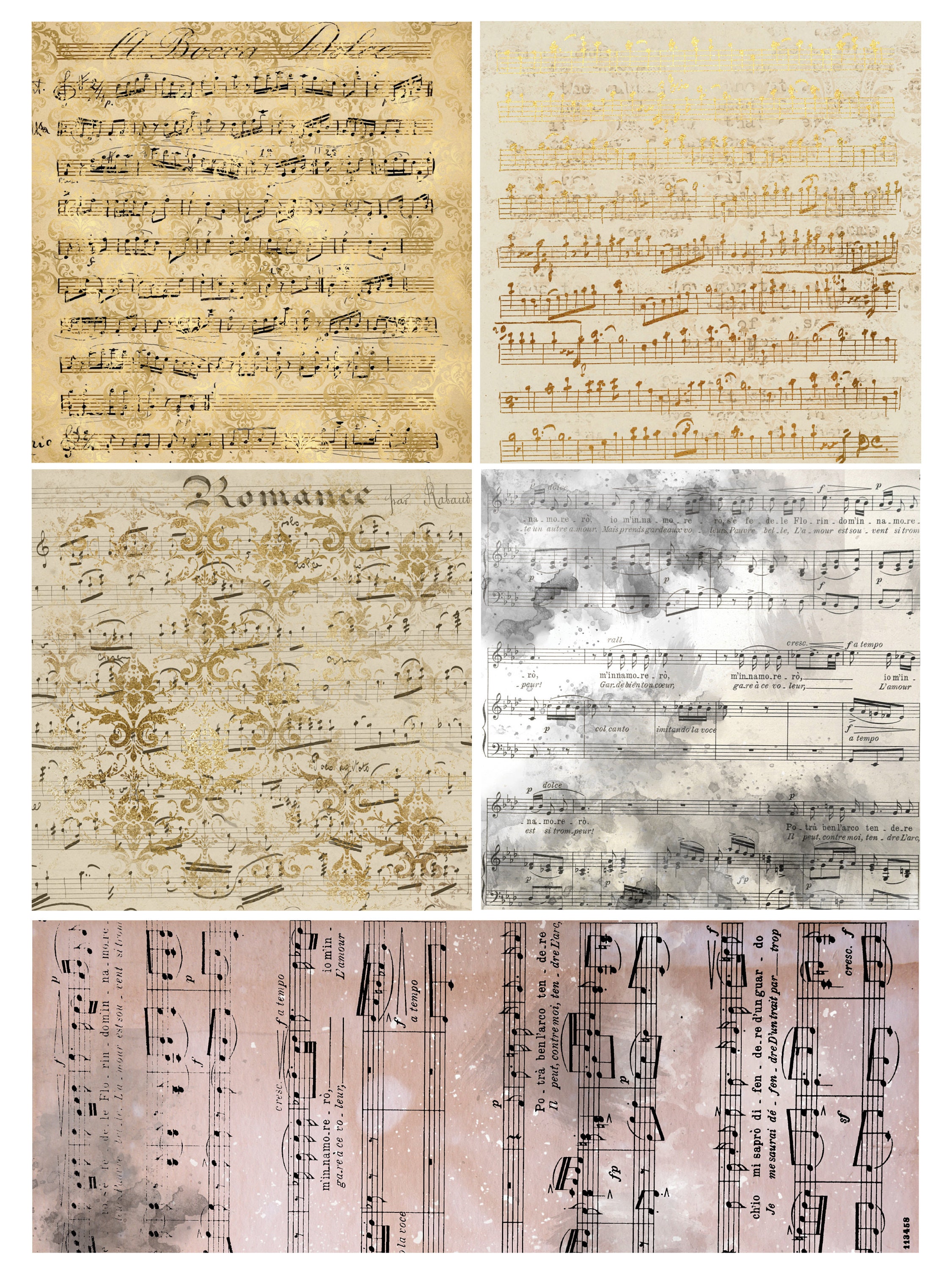 Vintage Music Sheet Ephemera. Printable Collage Sheet Digital - Etsy