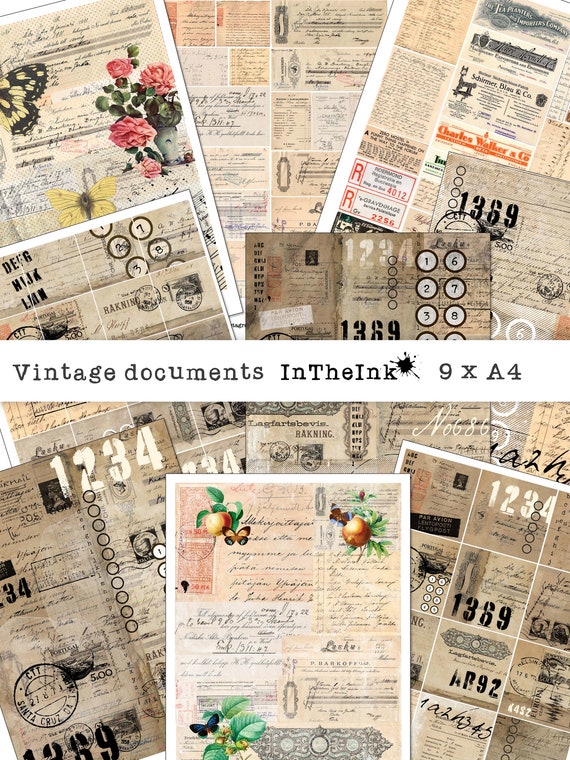 Vintage Documents Printable Ephemera Kit Junk Journal - Etsy