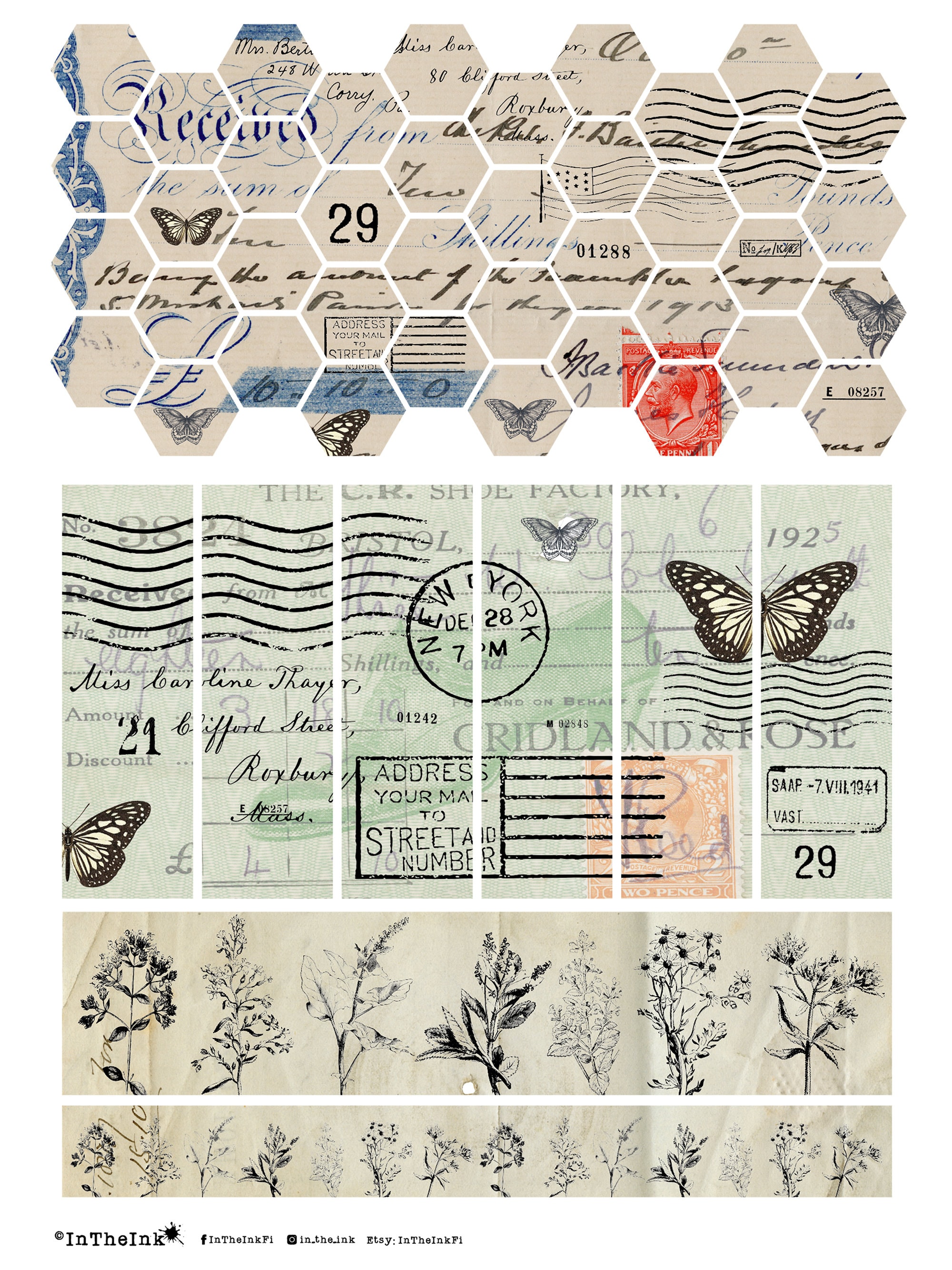 Vintage Ephemera. Printable Collage Sheet Digital Collage - Etsy UK