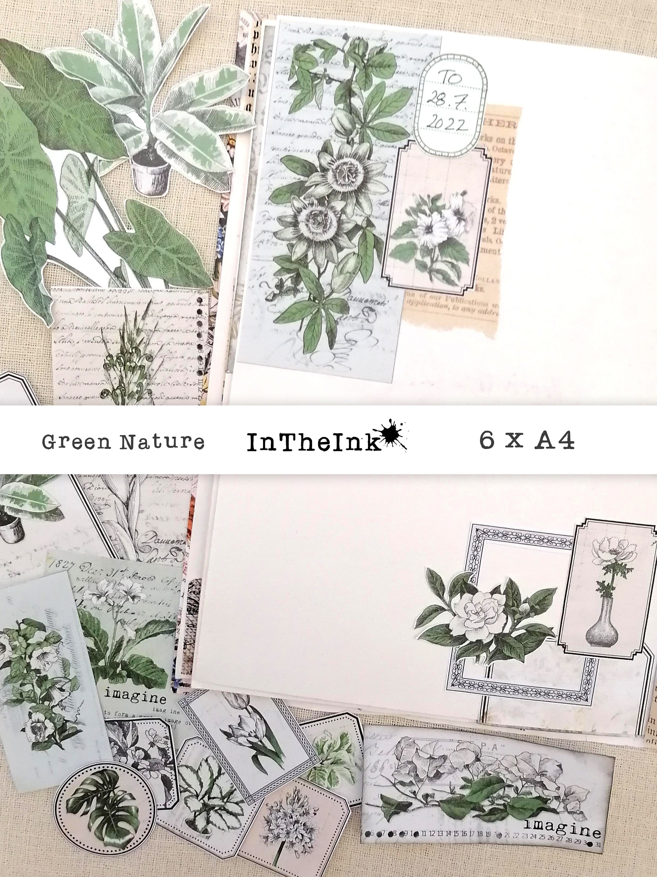Green Nature, Printable Ephemera Kit, Stationary, Digital Printable - Etsy