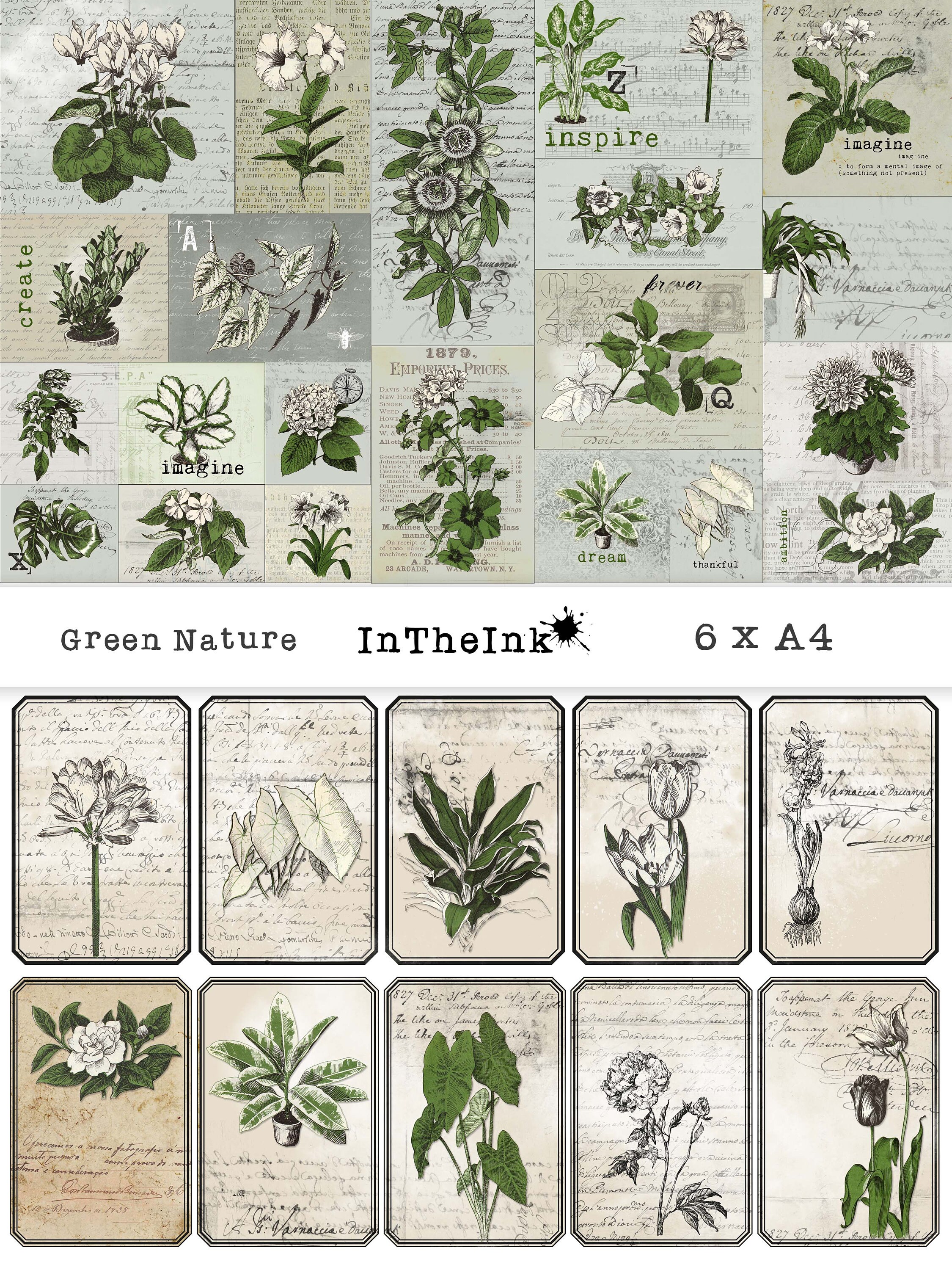 Green Nature, Printable Ephemera Kit, Stationary, Digital Printable - Etsy