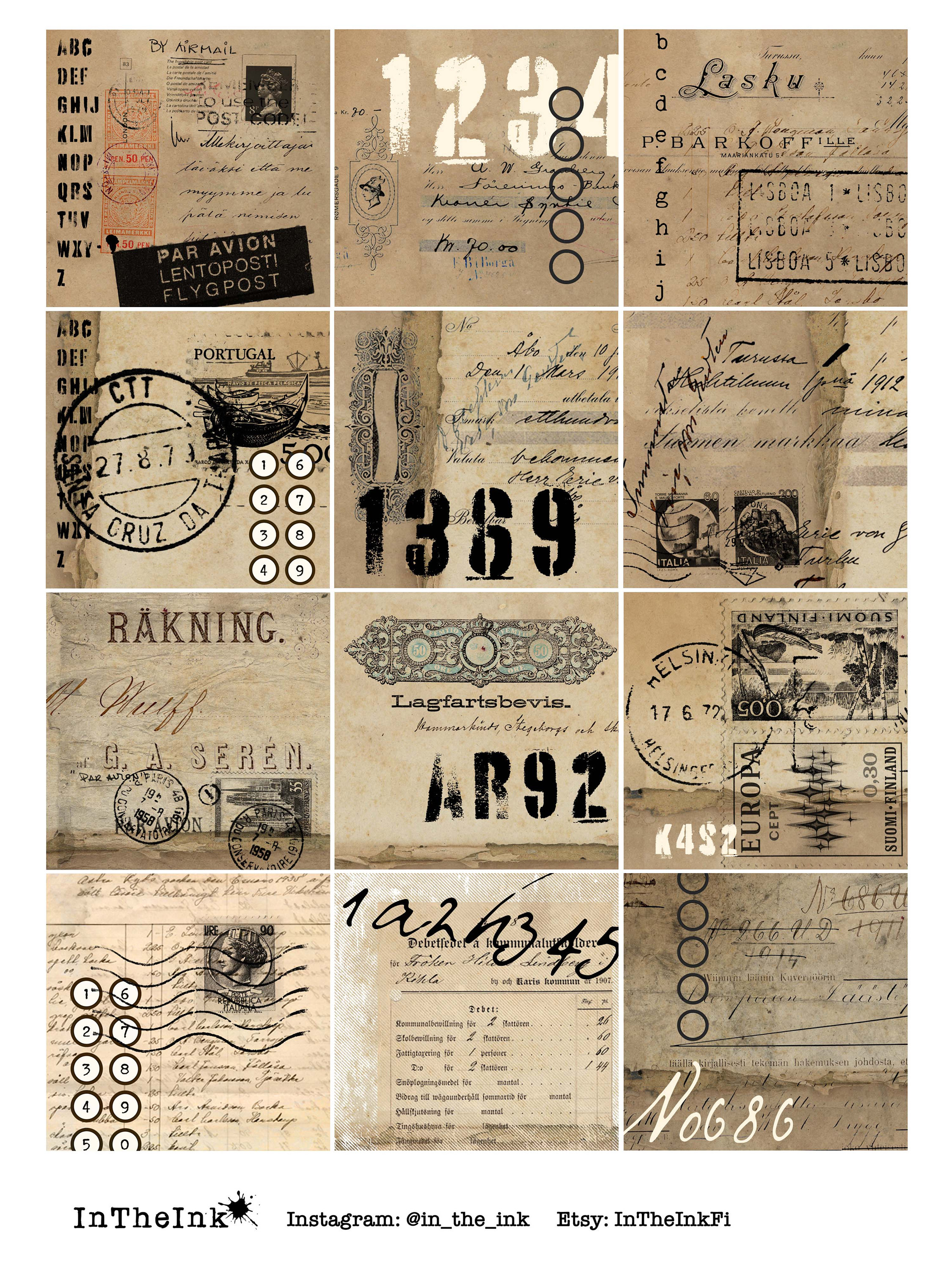 Vintage Documents Printable Ephemera Kit Junk Journal - Etsy