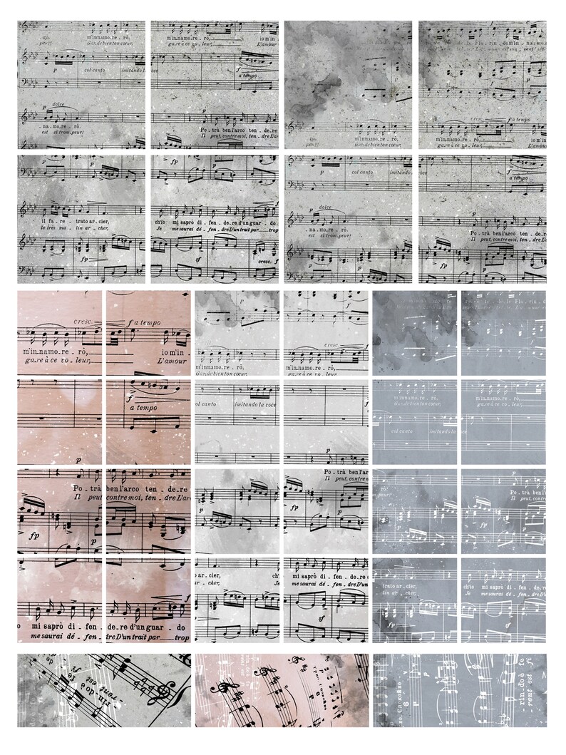 Vintage Music Sheet Ephemera. Printable Collage Sheet, Digital Collage ...