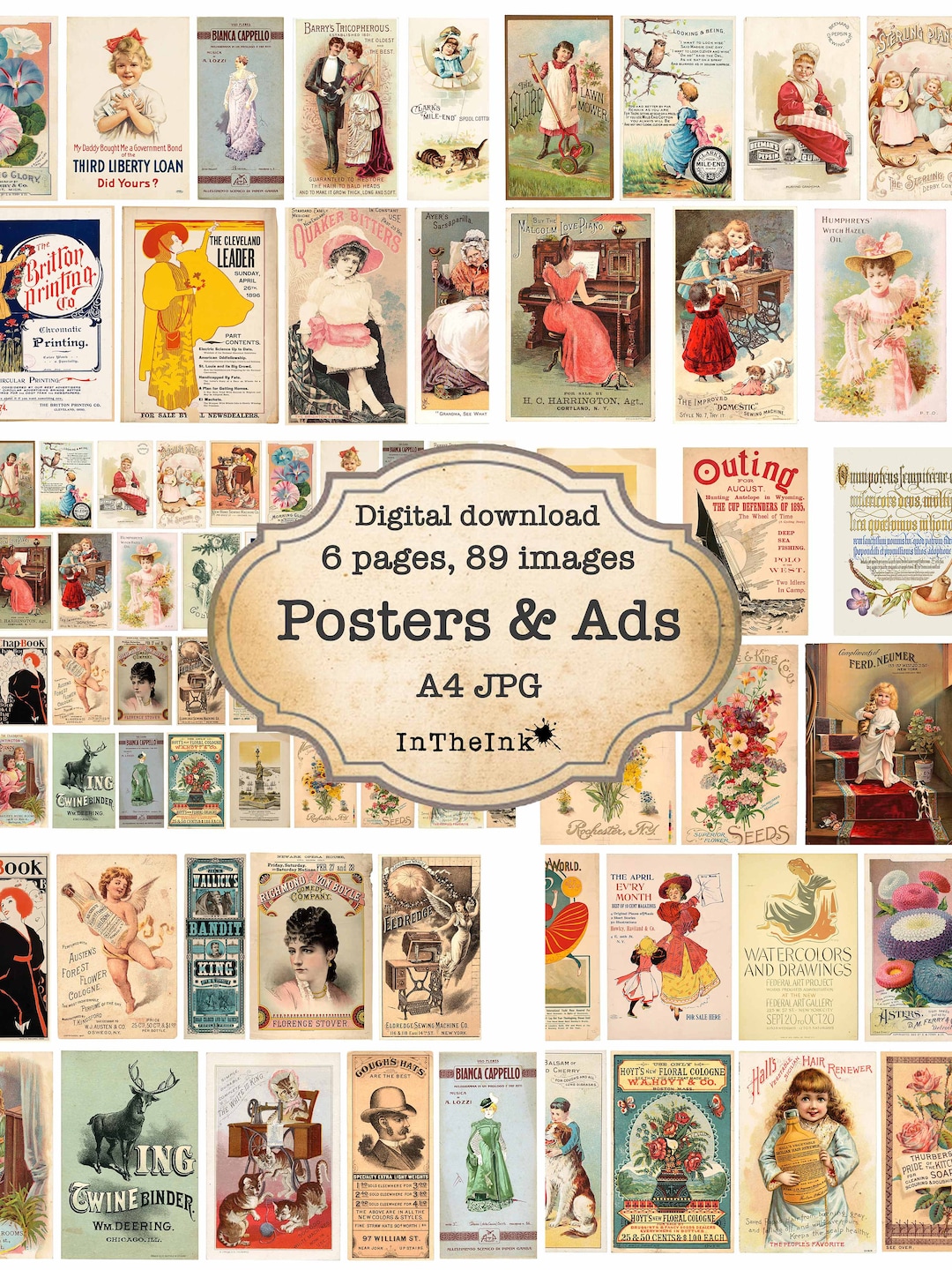Old Posters & Ads, Printable Ephemera, Junk Journal, Stationary ...