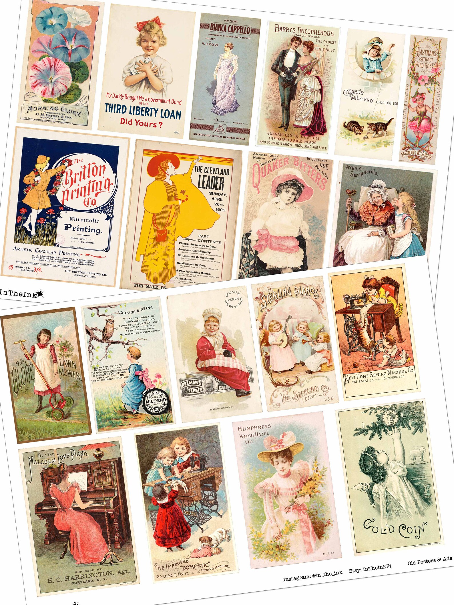 Old Posters & Ads, Printable Ephemera, Junk Journal, Stationary ...